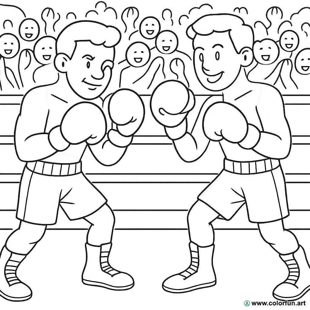 Boxing coloring page with champions Download or Print for free