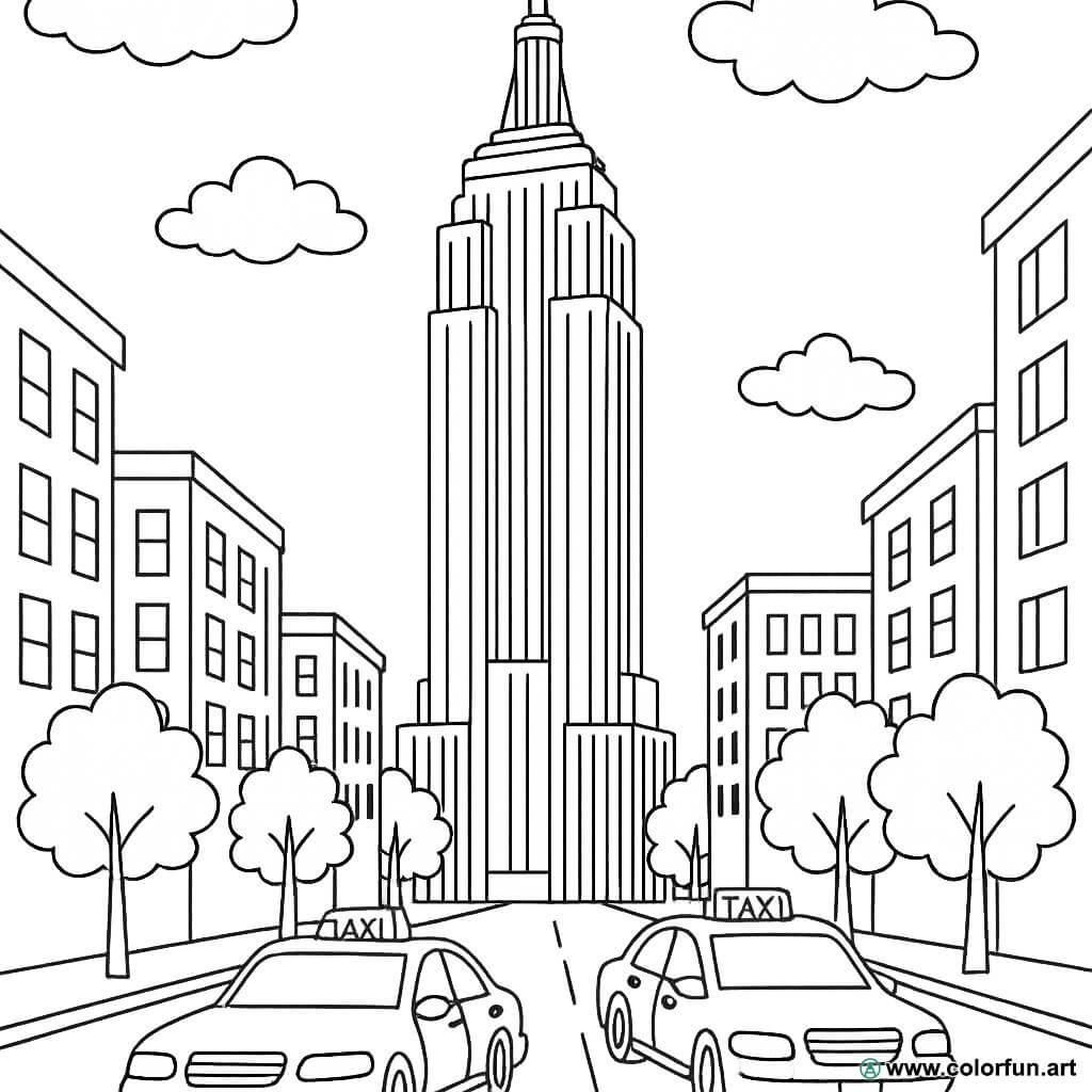 Coloring page of a building in New York Download or Print for free