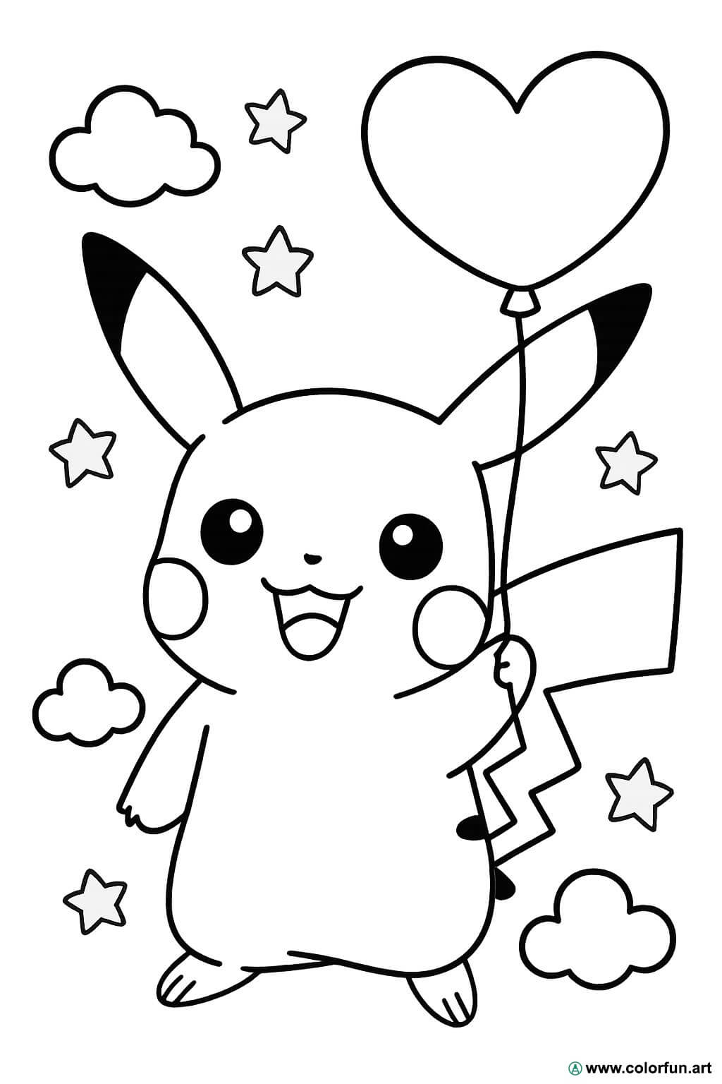 Coloriage de Pikachu kawaii à Télécharger ou à Imprimer gratuitement