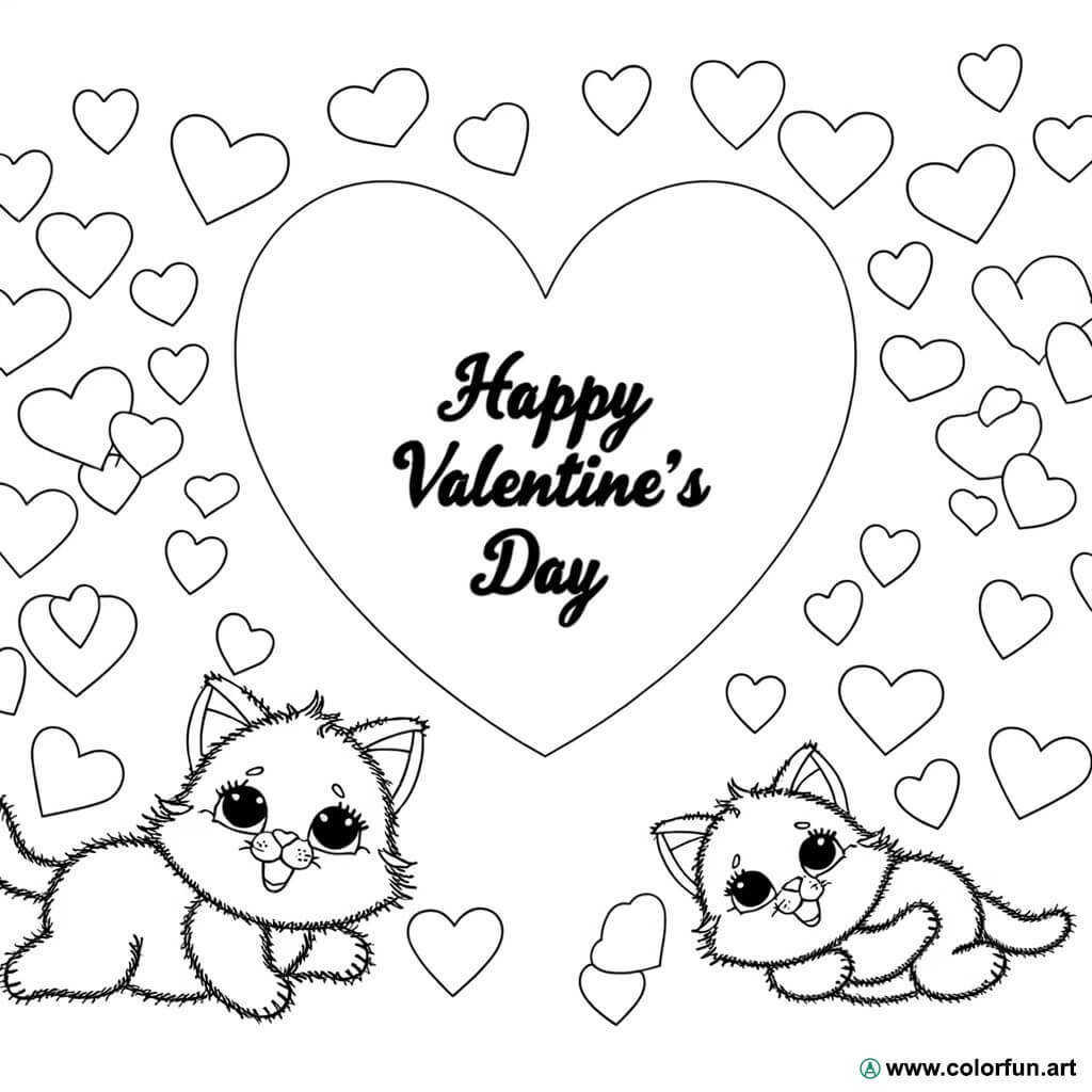 Coloriage de Saint-Valentin avec des cœurs à Télécharger ou à Imprimer ...