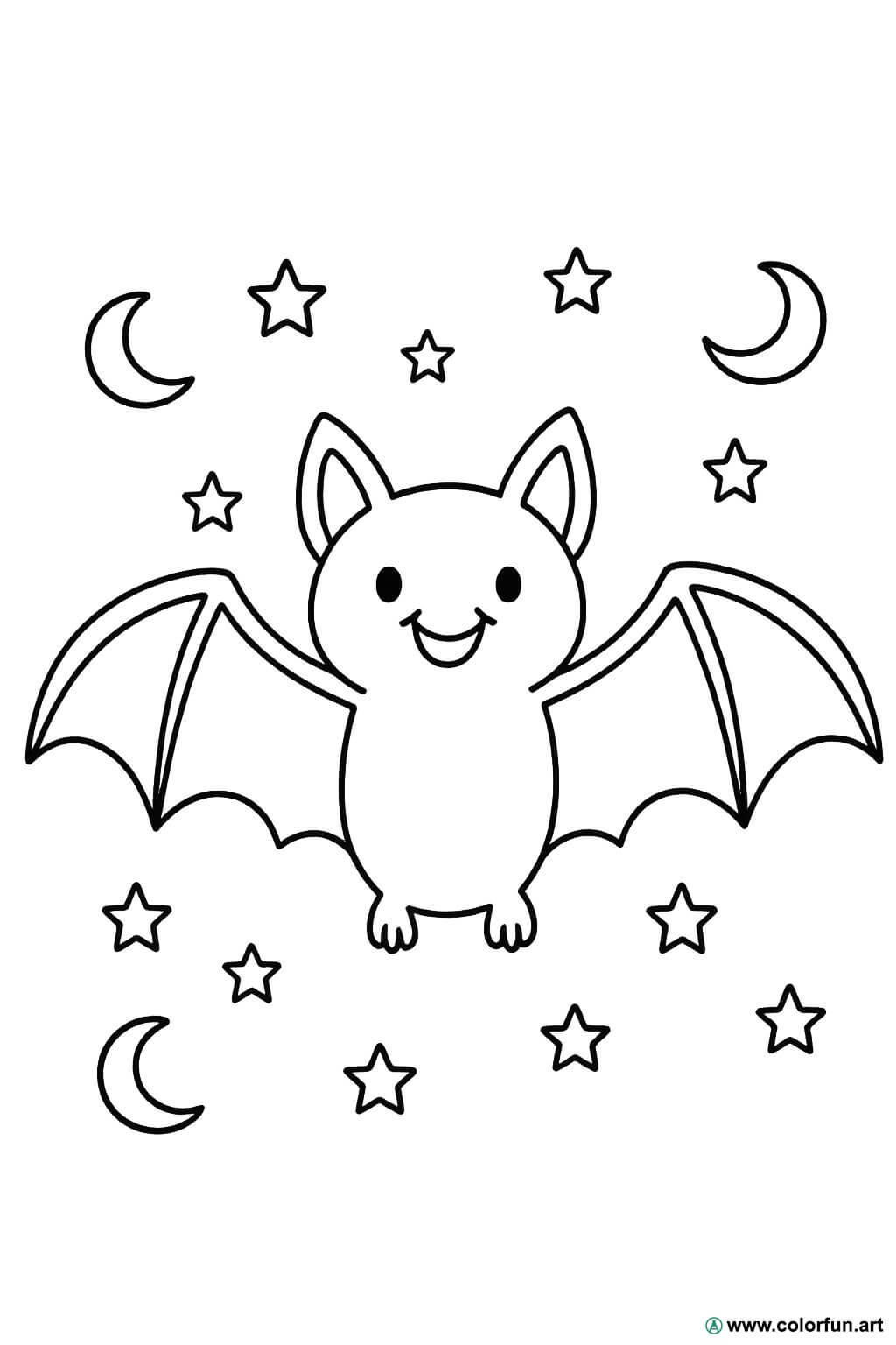 Halloween bat coloring page — silhouette for beginners Download or ...