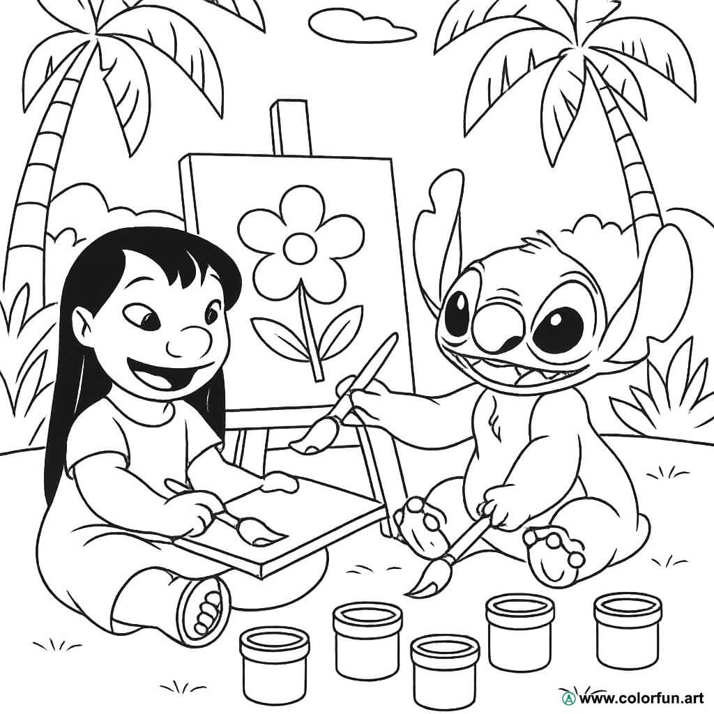 Coloriage artistique de Lilo et Stitch à Télécharger ou à Imprimer ...