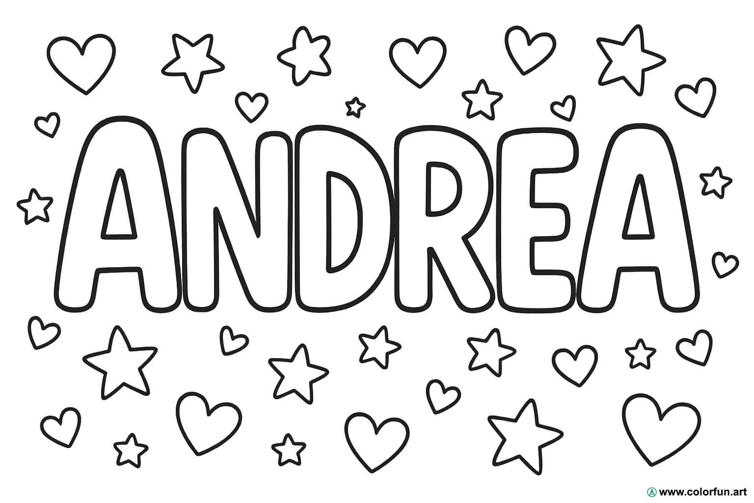 Coloring page of the name Andrea Download or Print for free