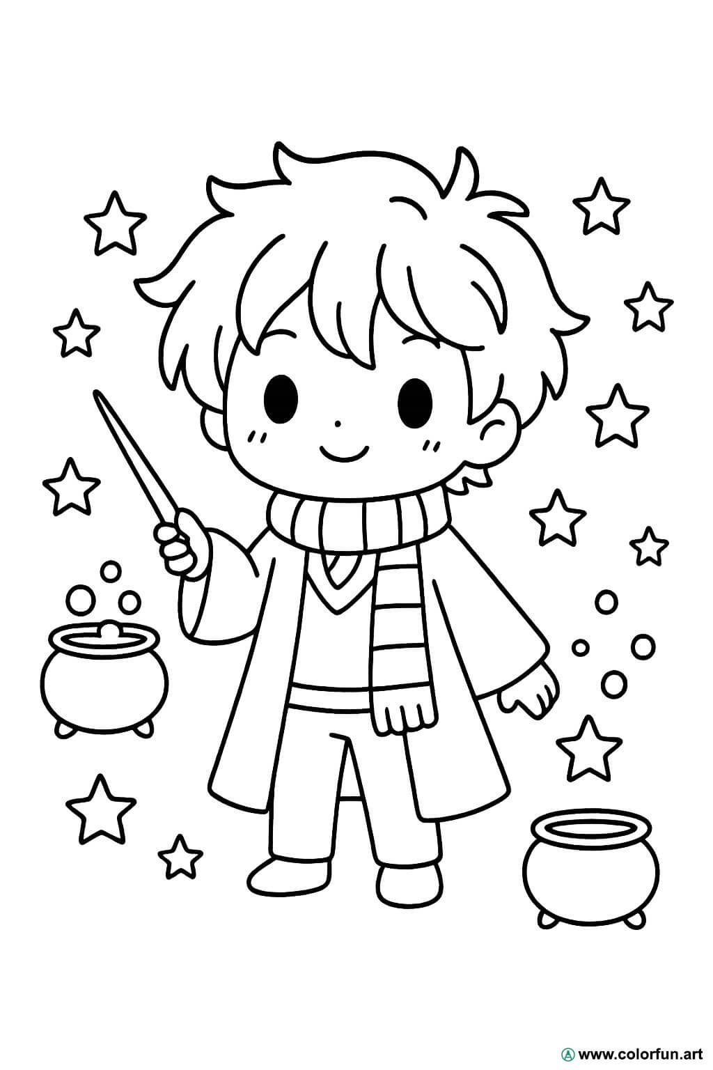 Coloriage kawaii de Ron (Harry Potter) à Télécharger ou à Imprimer ...