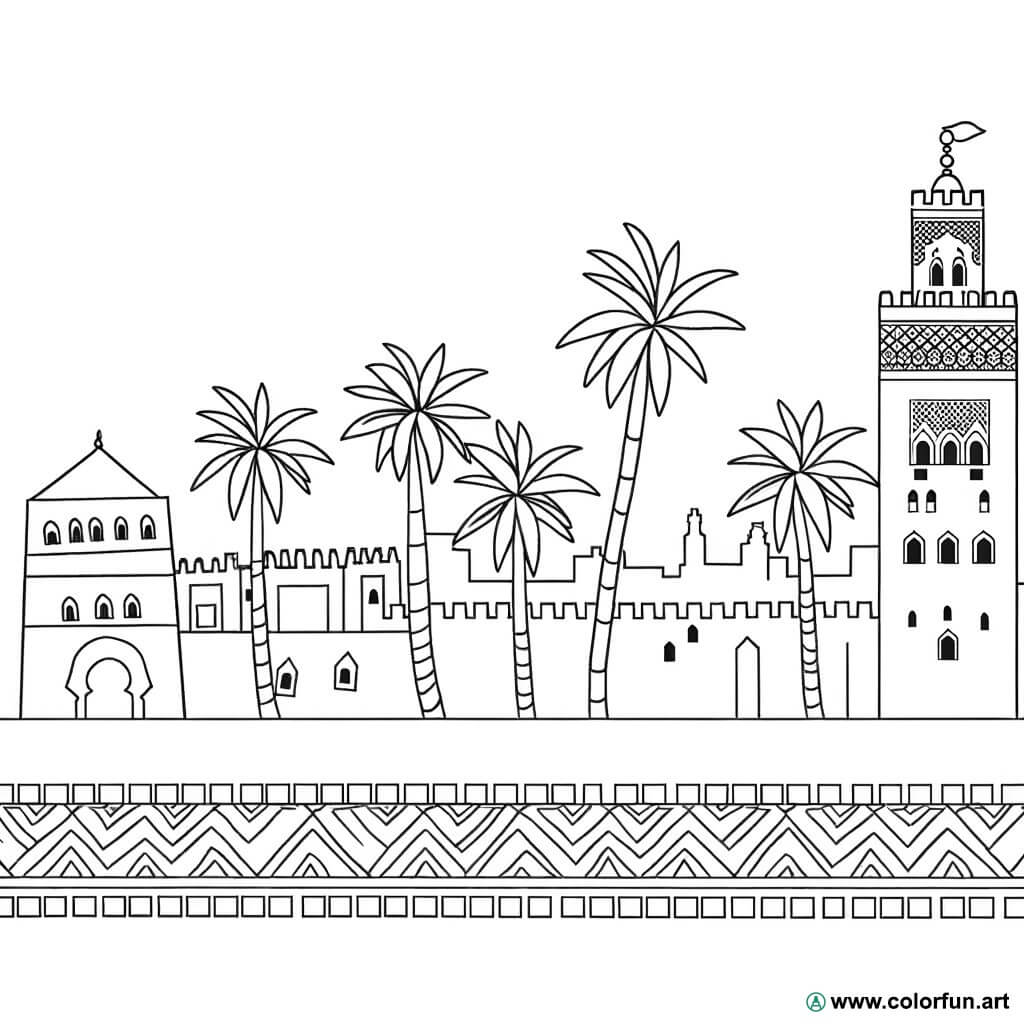 Coloring page of the monuments of Morocco Download or Print for free