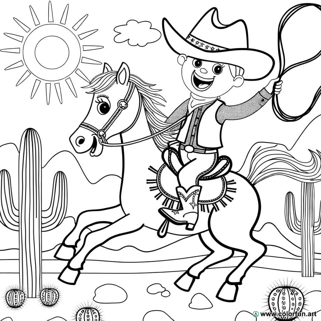 Fun cowboy coloring page Download or Print for free