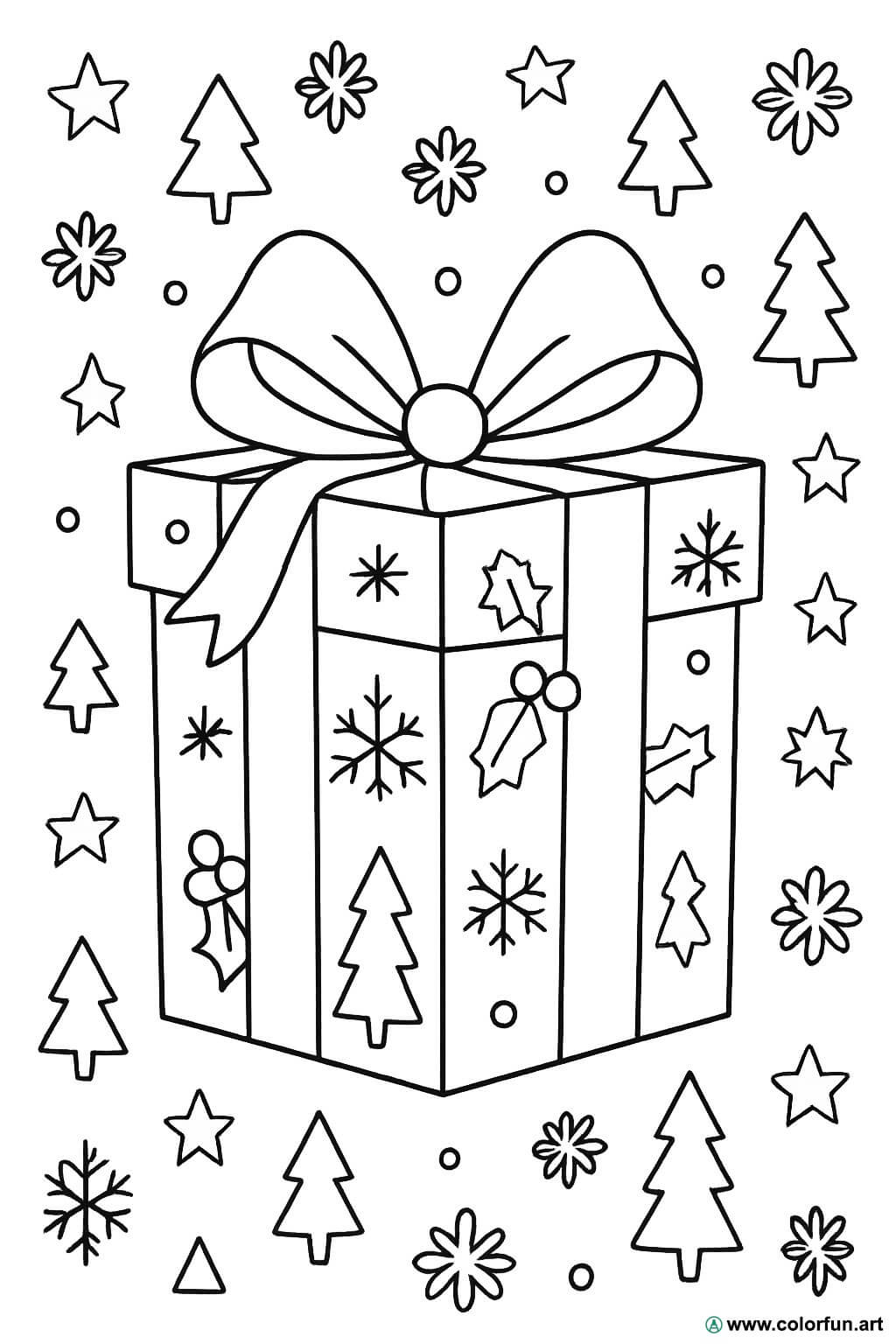 Coloring page for a holiday gift Download or Print for free