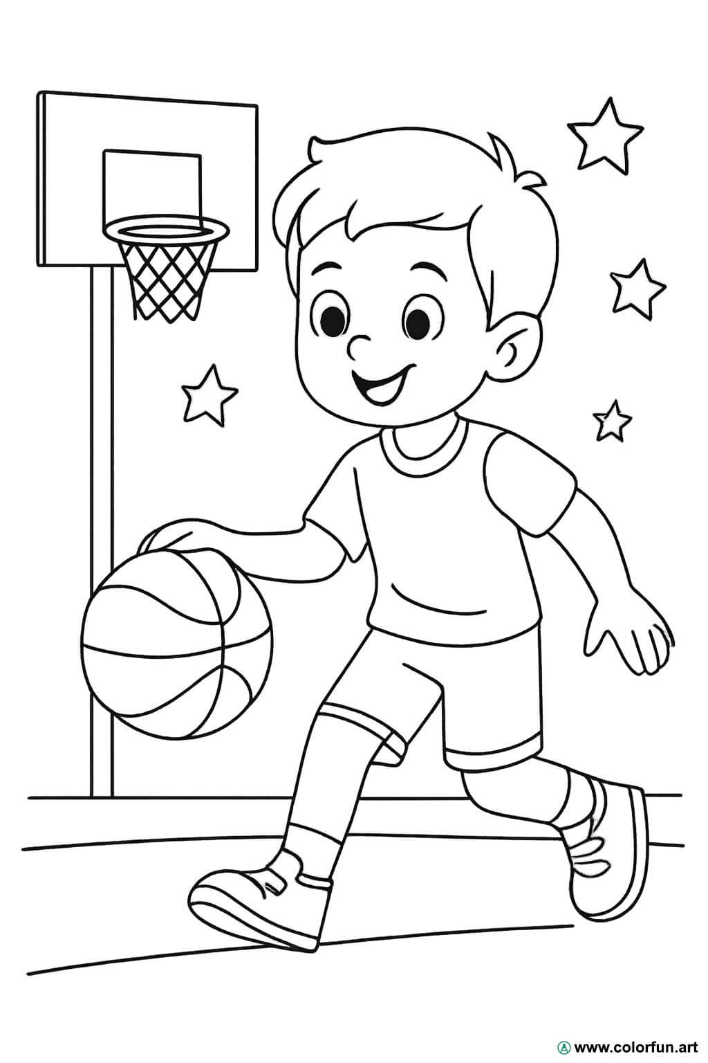 Basketball coloring page for boys Download or Print for free