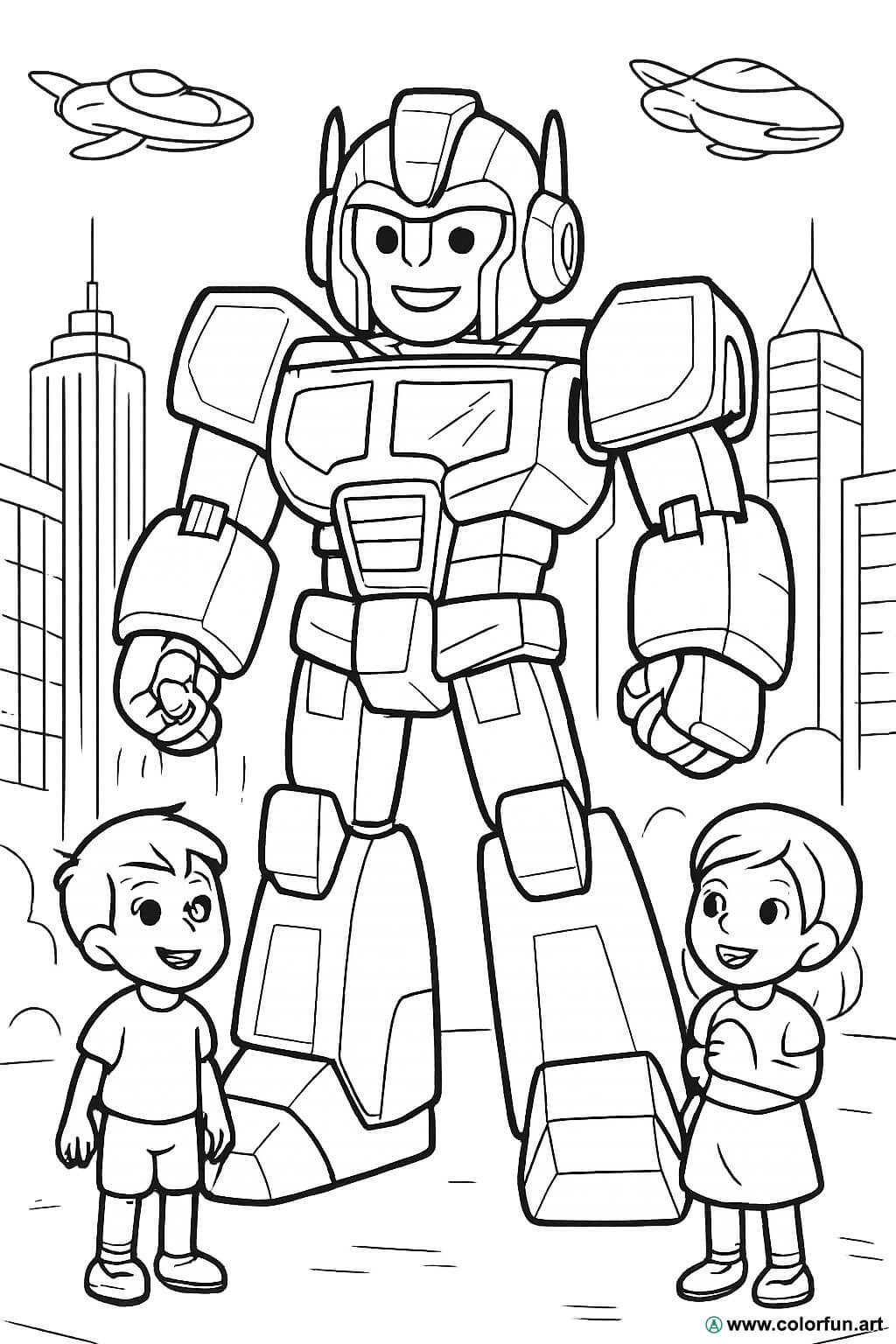 Dibujo para colorear de una aventura Transformers Descargar o Imprimir ...
