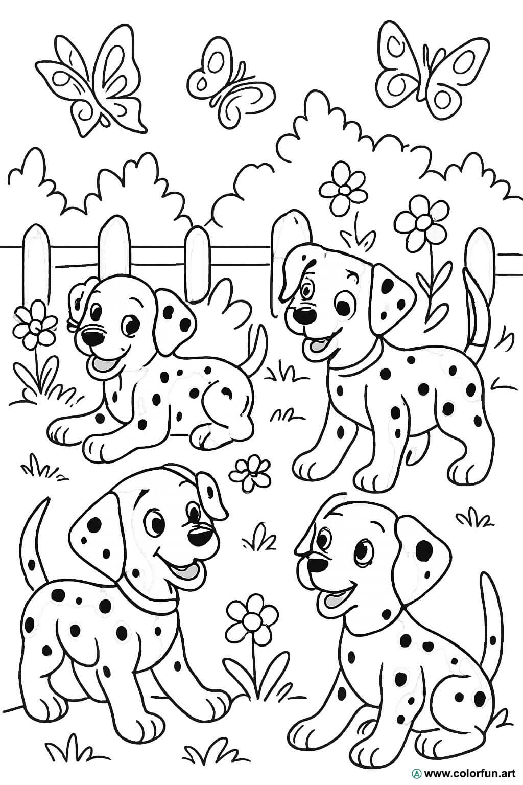 Dibujo para colorear de los 101 dálmatas para los pequeños Descargar o Imprimir de forma gratuita