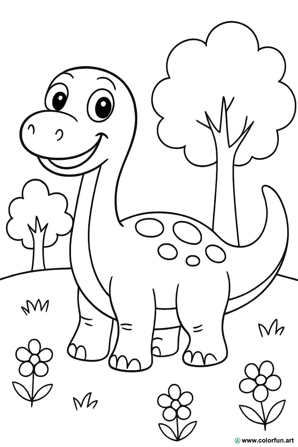 Easy dinosaur coloring page Download or Print for free