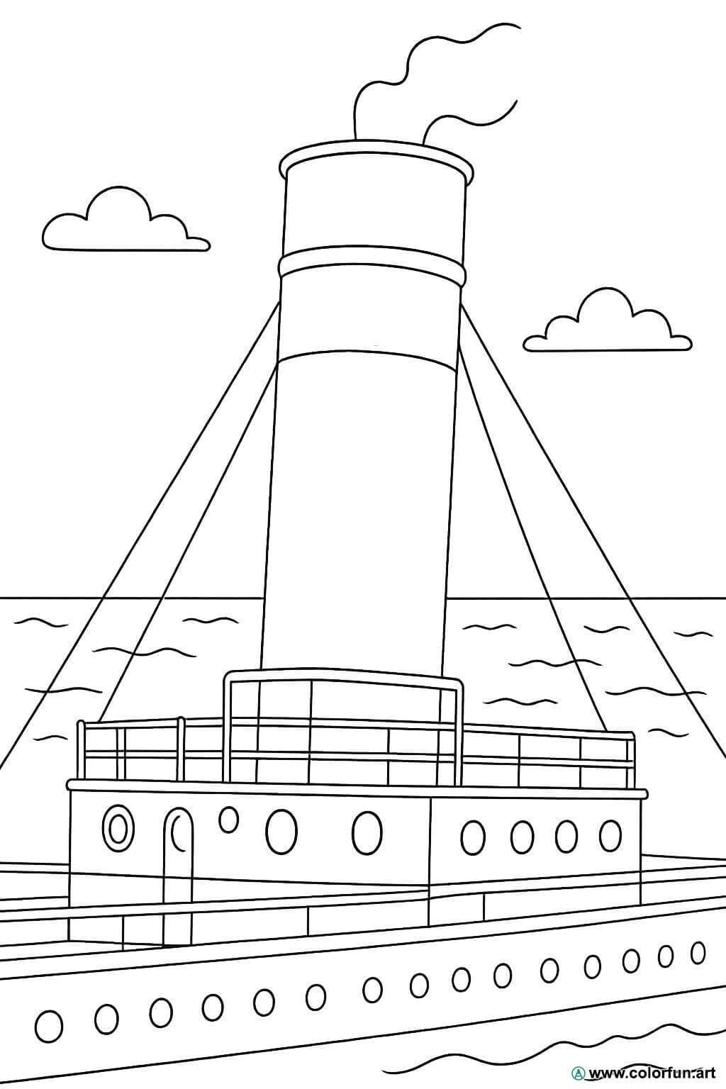 Titanic coloring page: the right funnel Download or Print for free
