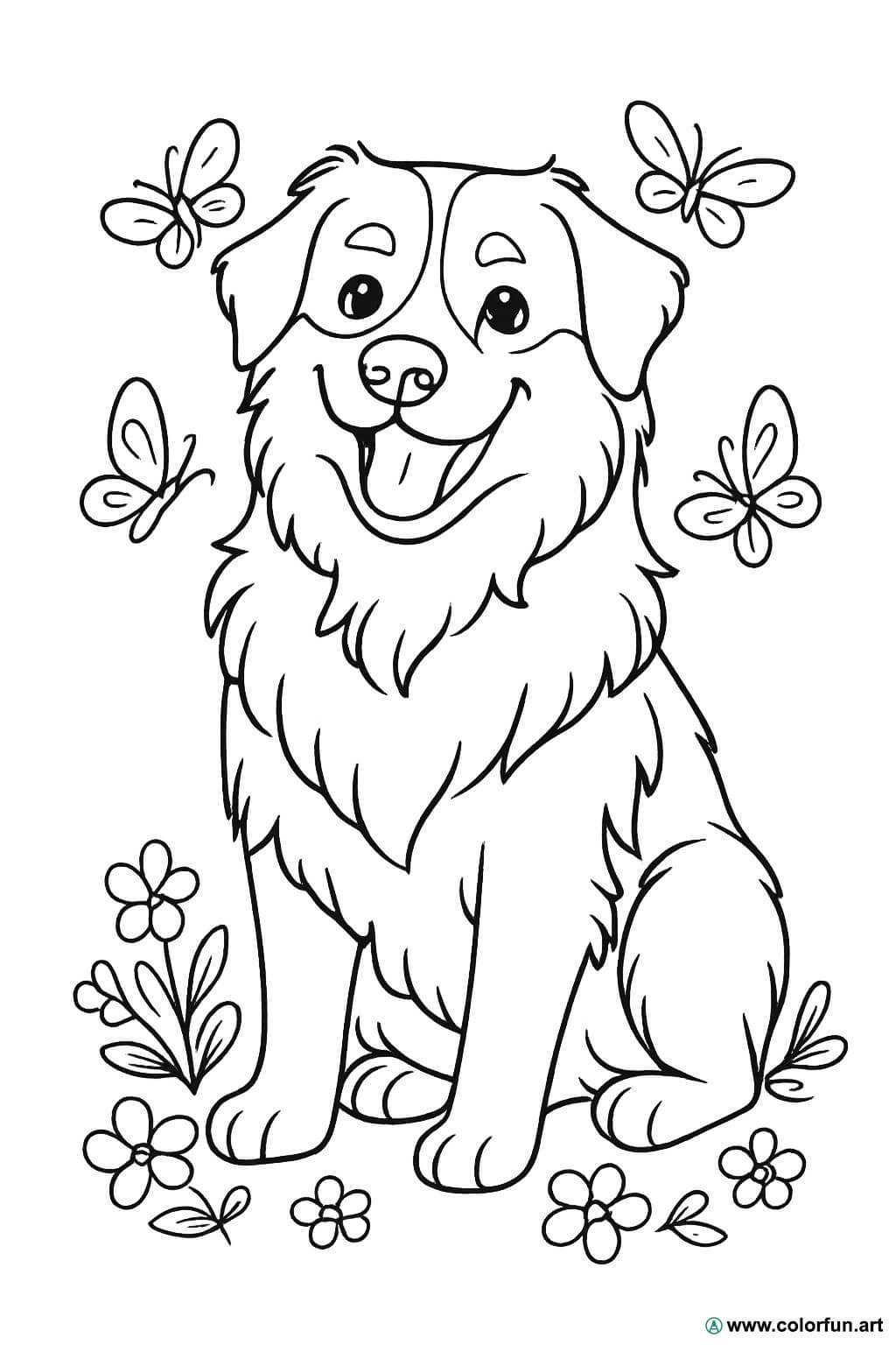 Coloriage d'un adorable berger australien à Télécharger ou à Imprimer ...