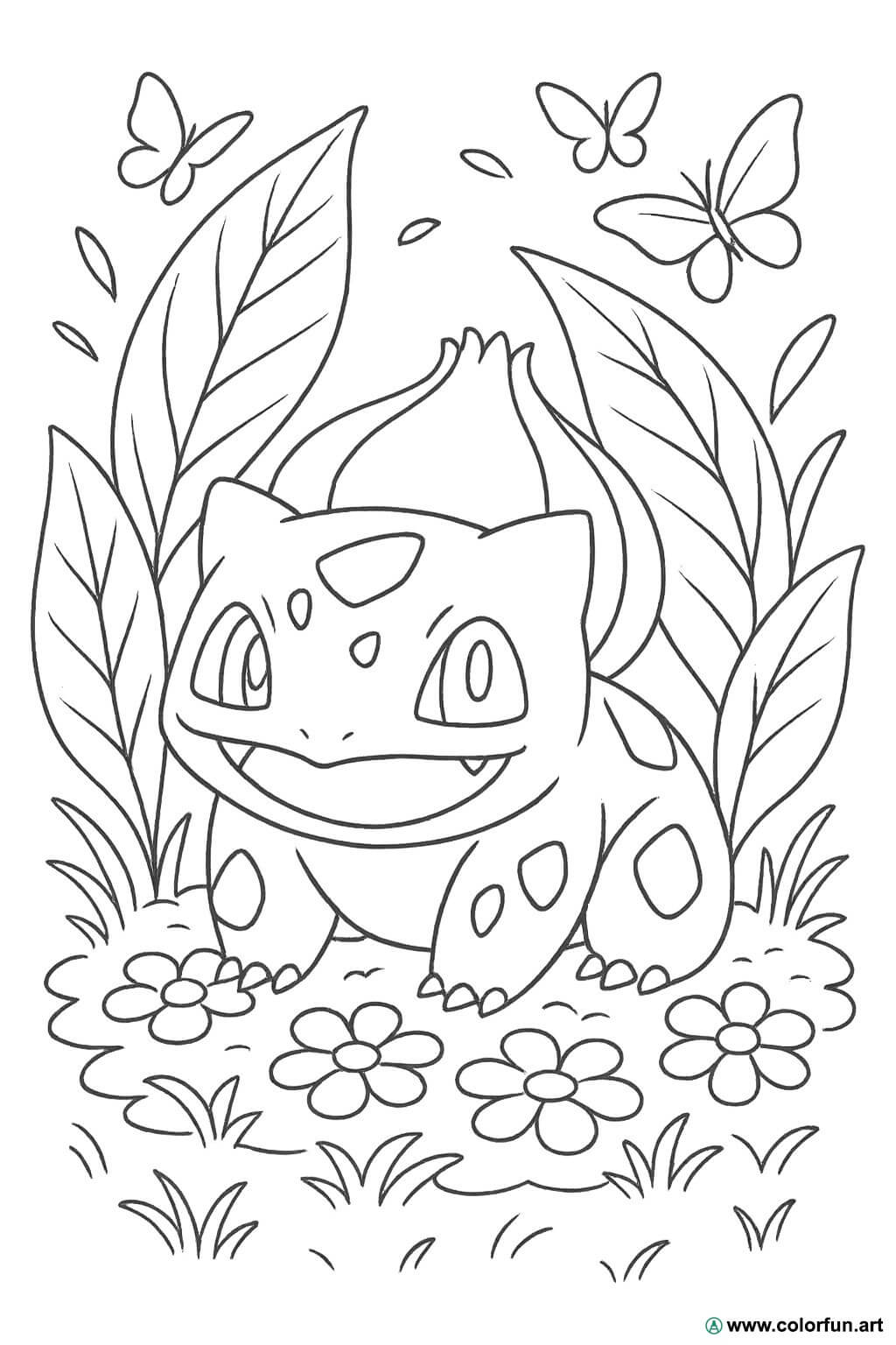 Easy coloring page of Bulbasaur Download or Print for free