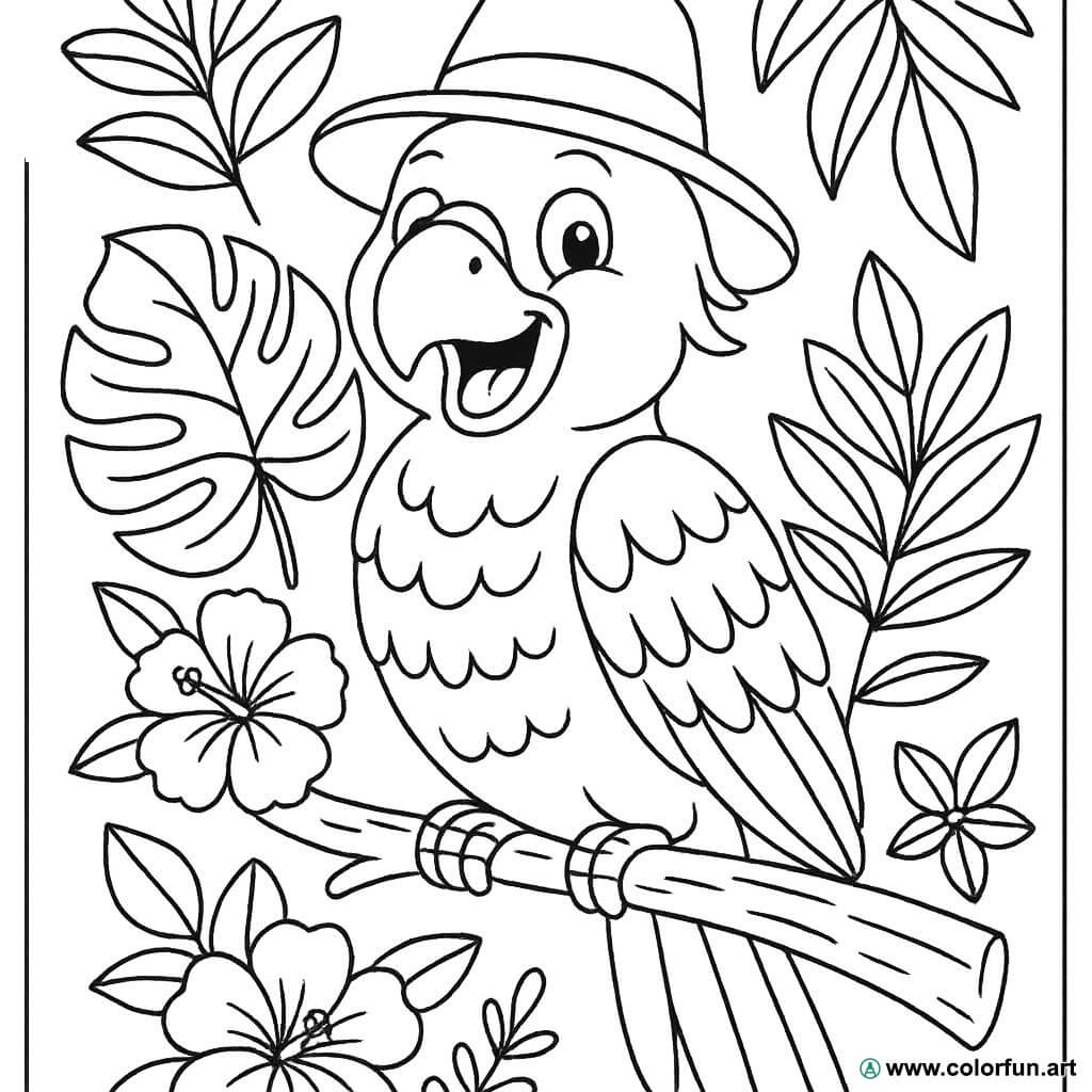 Dibujo para colorear de un loro divertido Descargar o Imprimir de forma ...