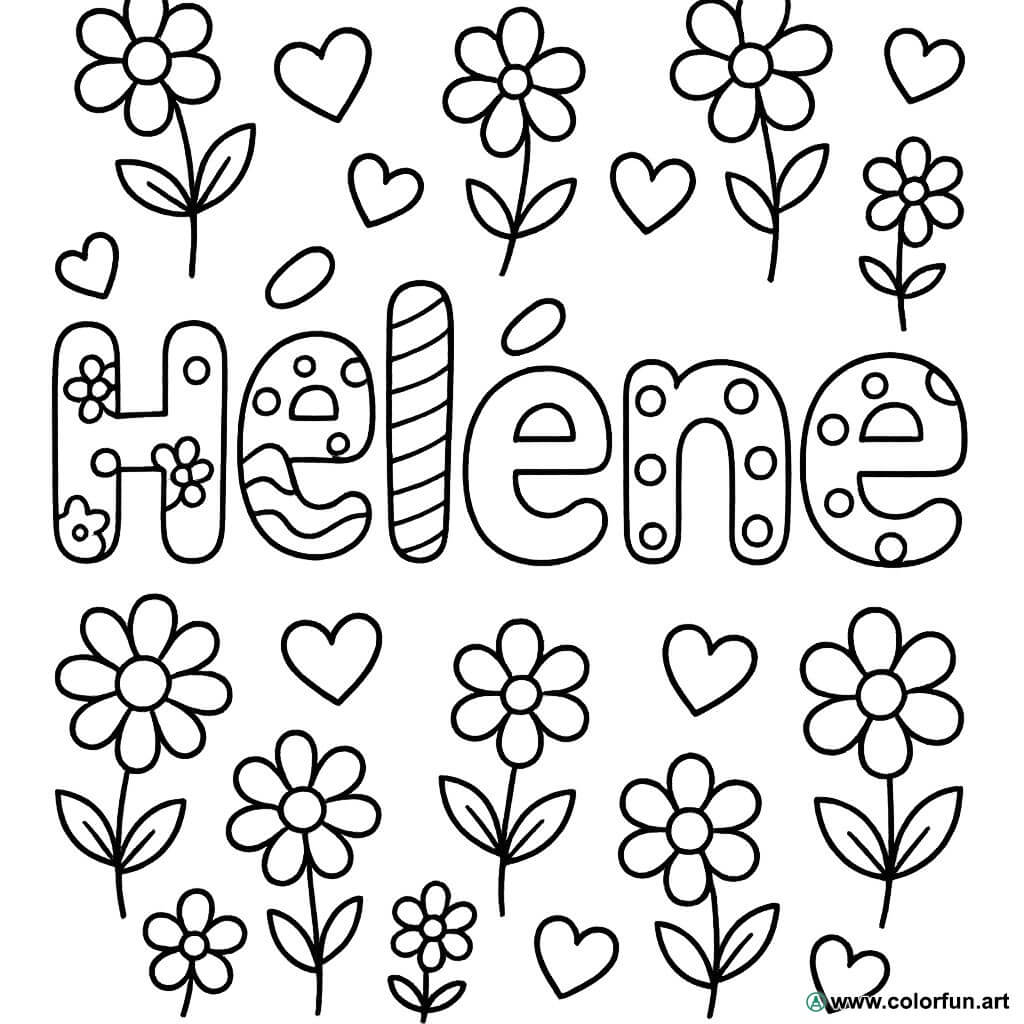 Kleurplaat van de naam Hélène Gratis te downloaden of af te drukken