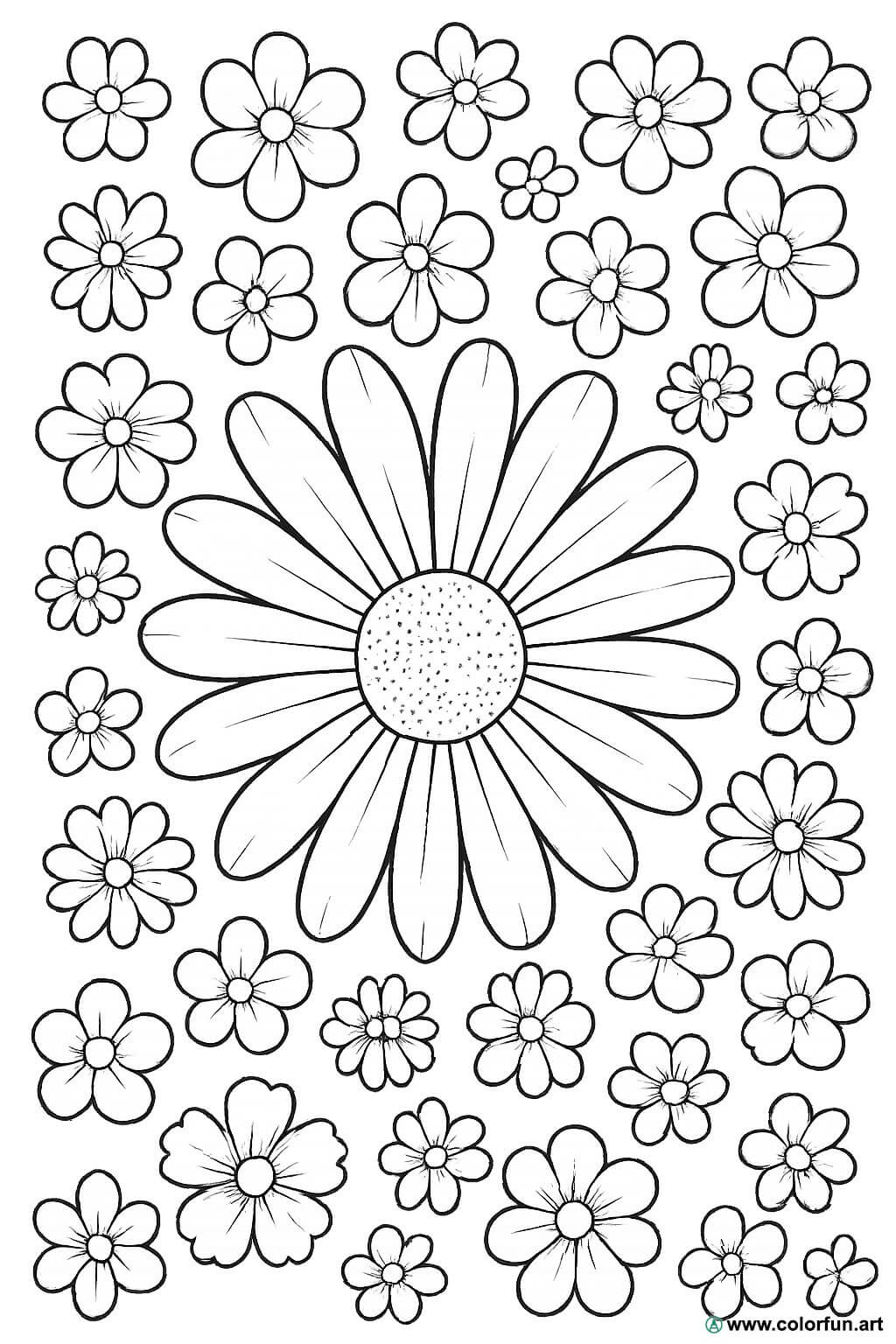 Coloriage de marguerite et de fleurs à Télécharger ou à Imprimer ...