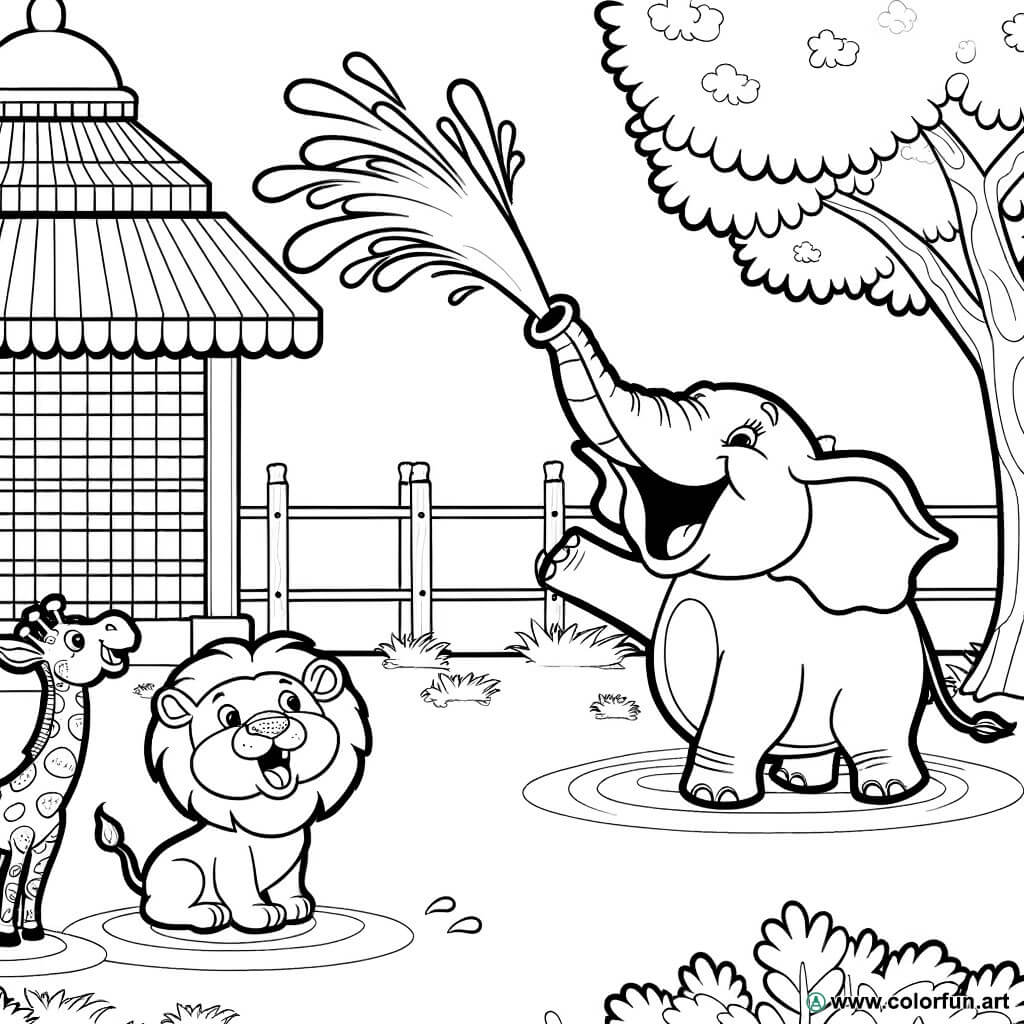 Dibujo para colorear de animales del zoológico Descargar o Imprimir de forma gratuita