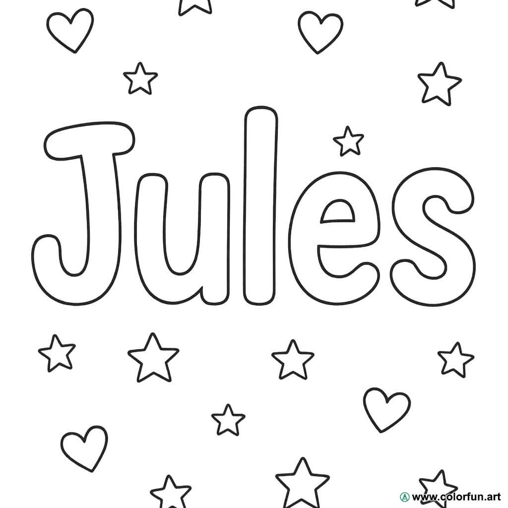 Ausmalbild des Namens Jules Kostenloser Download oder Ausdruck verfügbar.