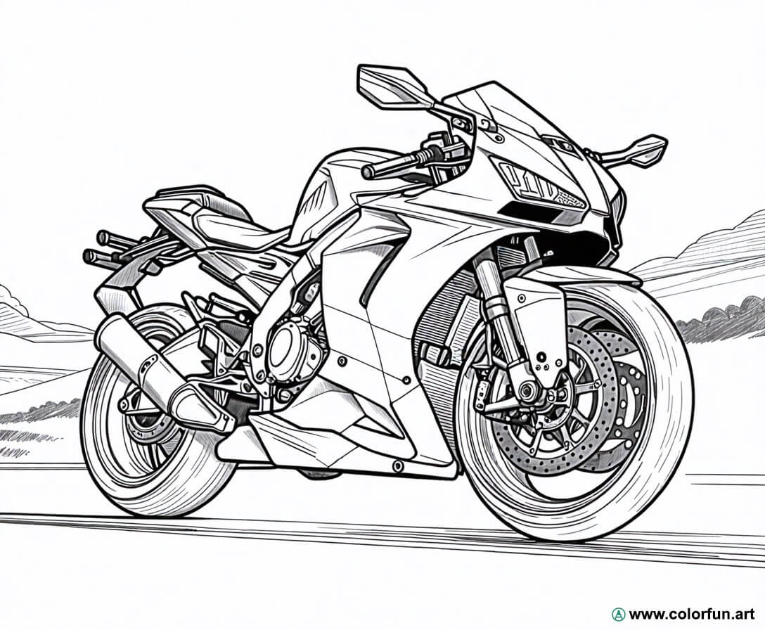 Coloring page of a racing motorcycle Download or Print for free