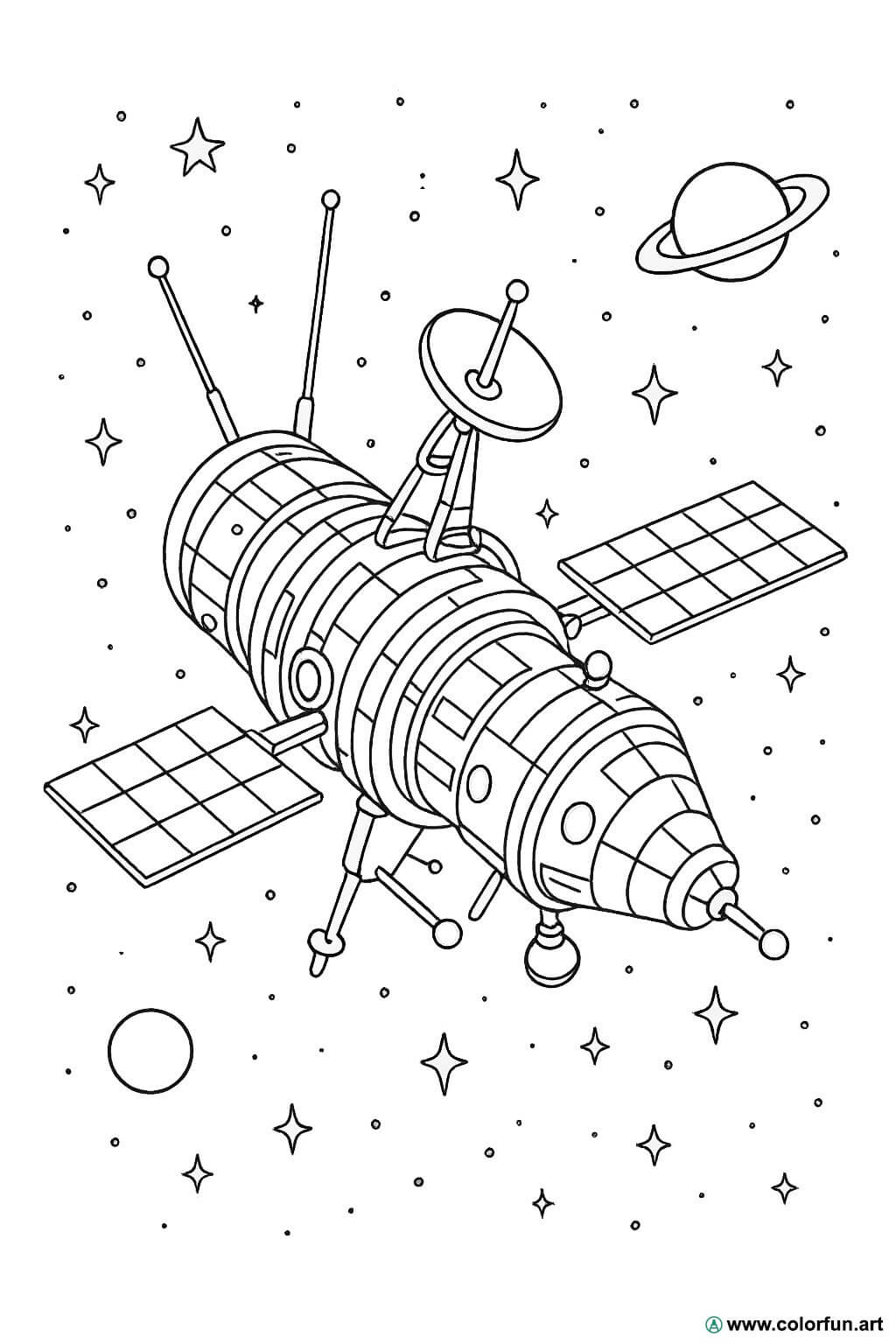 Complex spaceship coloring page Download or Print for free