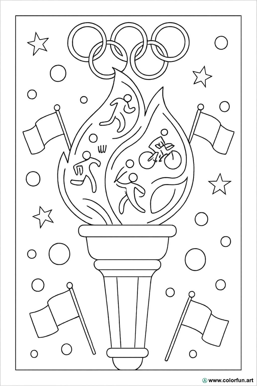 Coloriage de la flamme olympique créatif à Télécharger ou à Imprimer ...