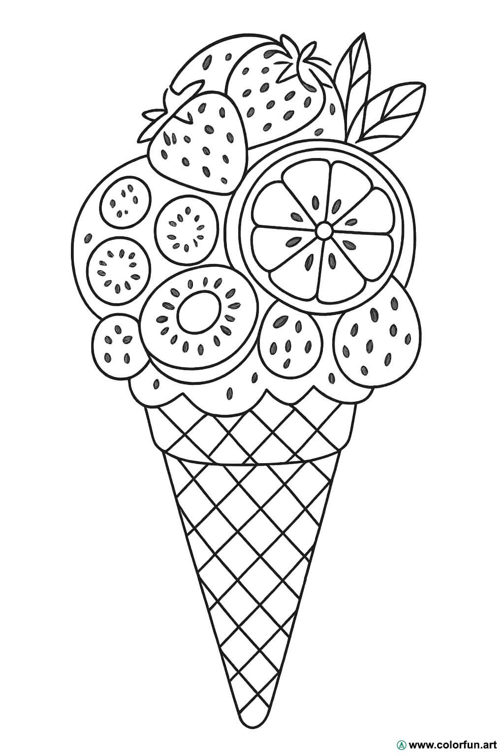 Dibujo para colorear de hielo y frutas Descargar o Imprimir de forma ...