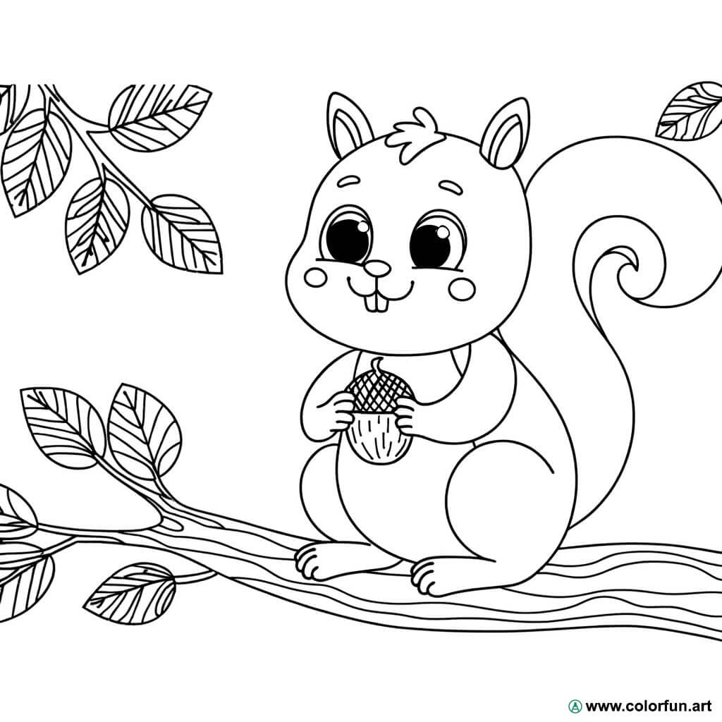 Easy squirrel coloring page Download or Print for free