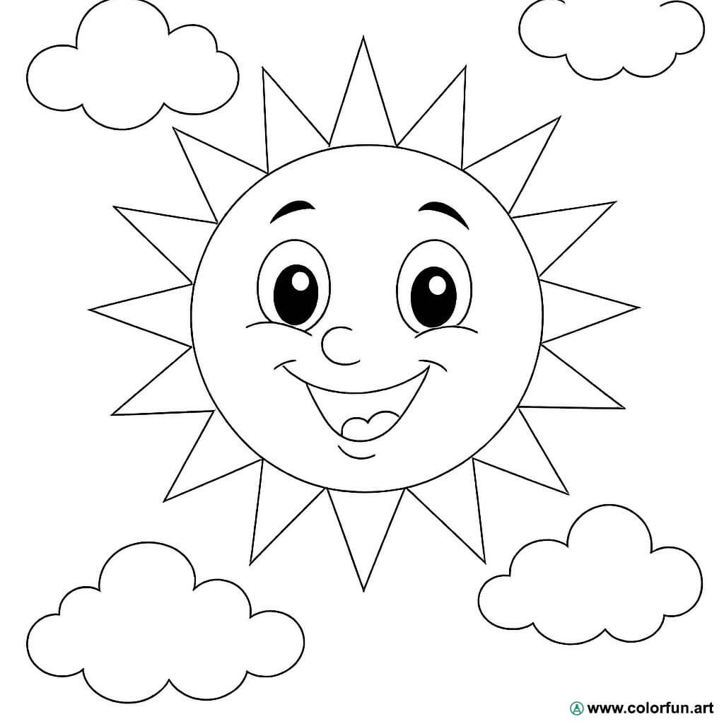 Coloriage du soleil en style cartoon à Télécharger ou à Imprimer ...