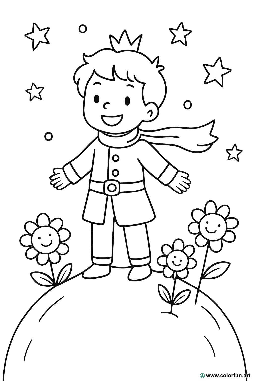 Joyful Little Prince Coloring Page Download or Print for free