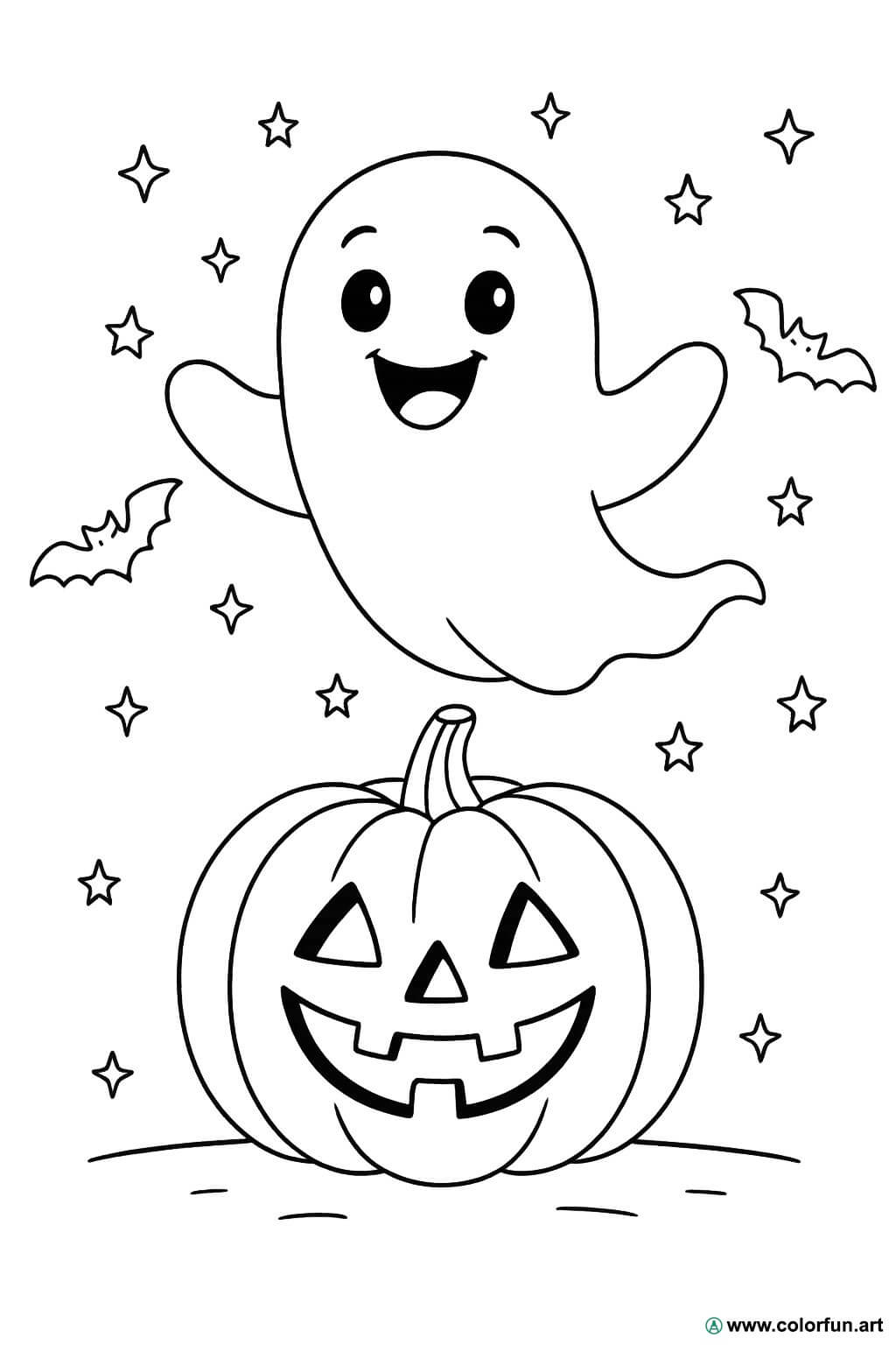 Ghost coloring page for Halloween Download or Print for free