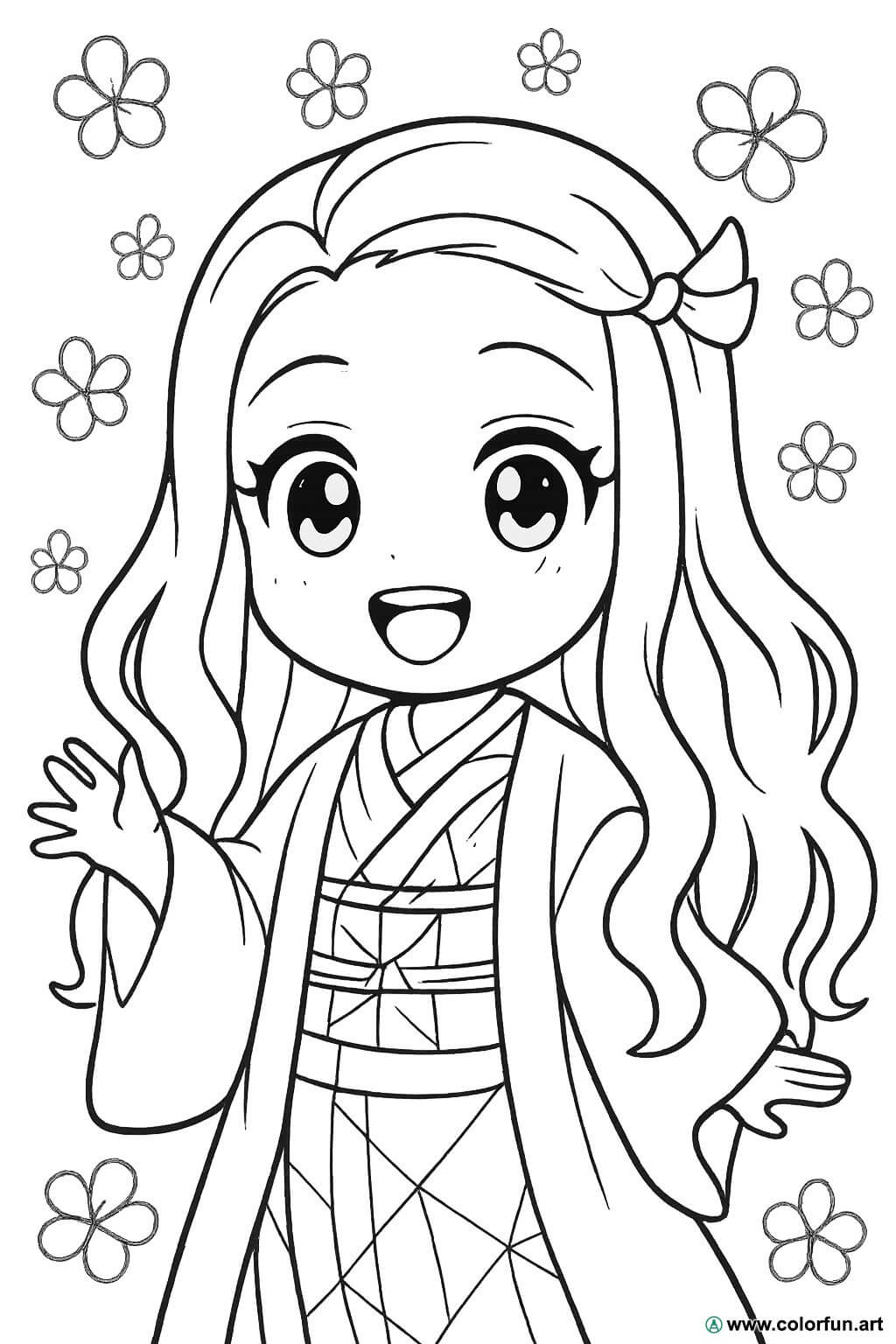 Kawaii Nezuko Kamado coloring page Download or Print for free
