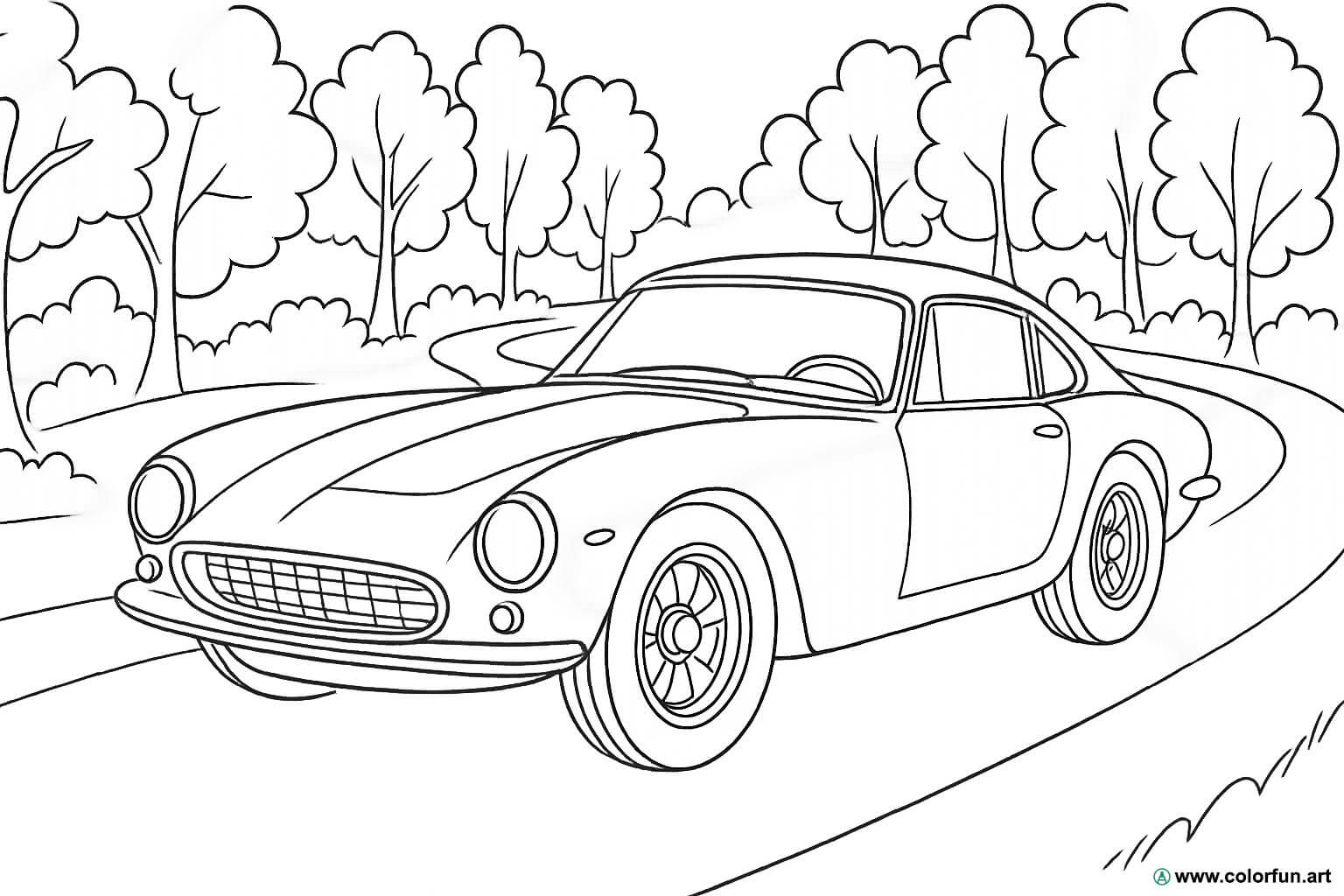 Coloring page of a vintage 1960s sports car Download or Print for free
