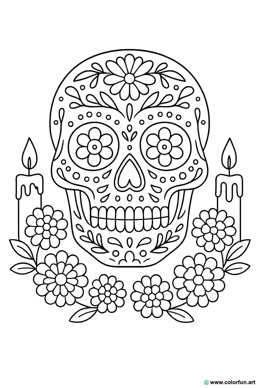 Dia de los Muertos-themed coloring page Download or Print for free