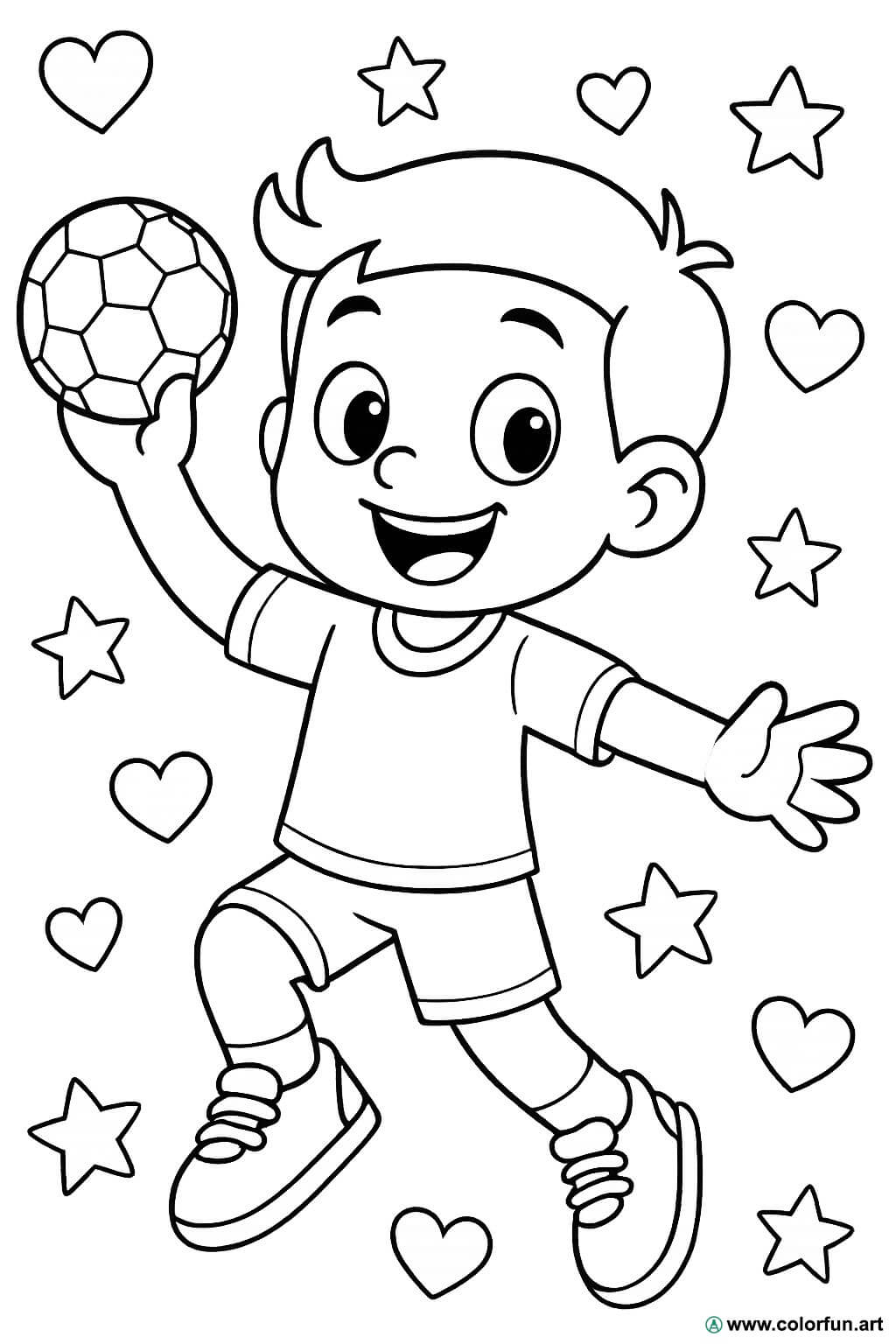 Cute handball coloring page Download or Print for free
