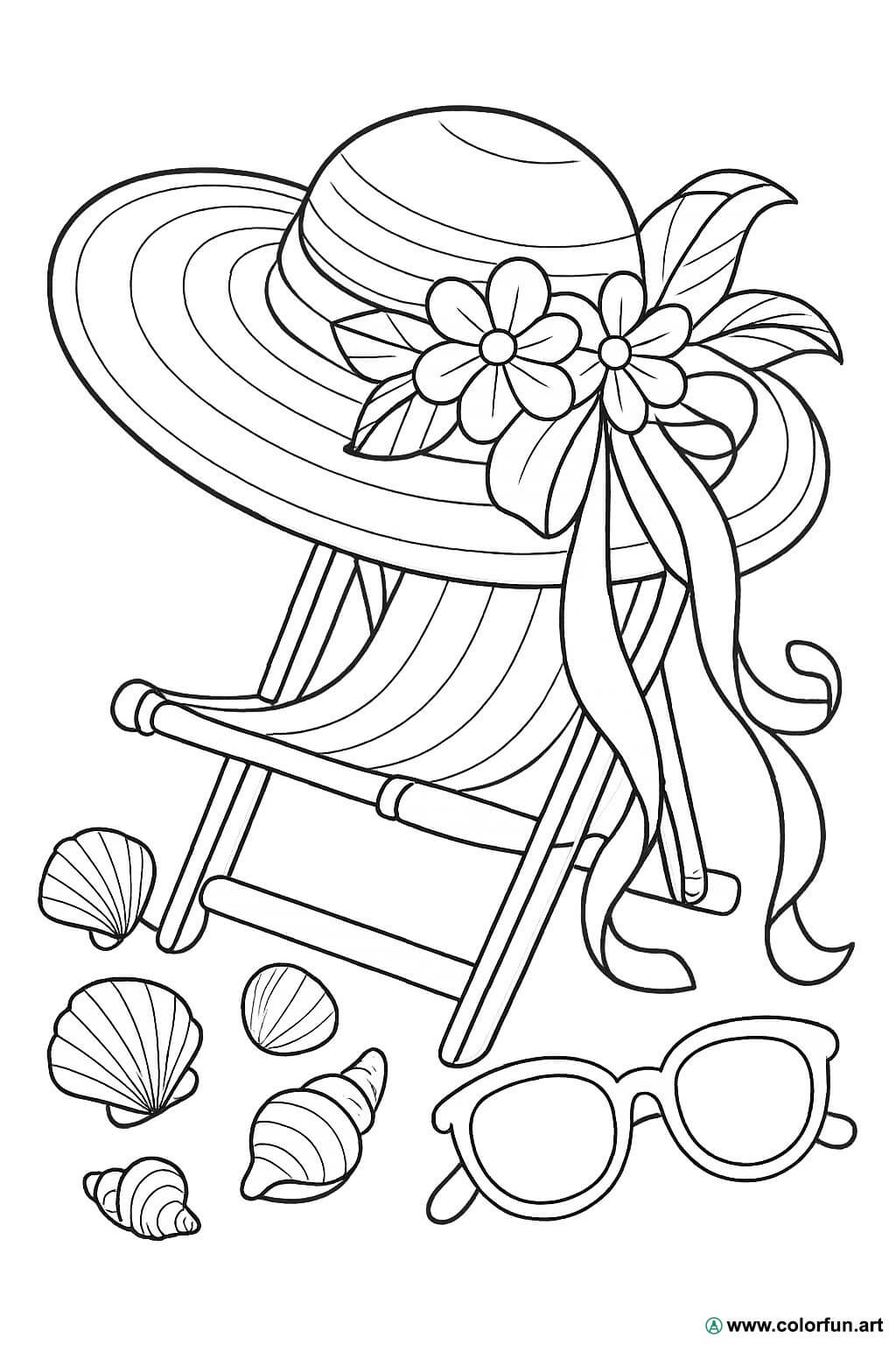 Summer hat coloring page Download or Print for free