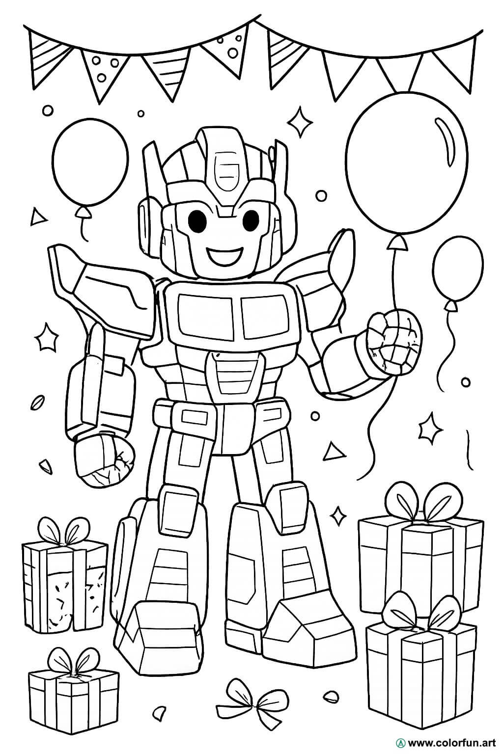 Transformers coloring page for a birthday Download or Print for free