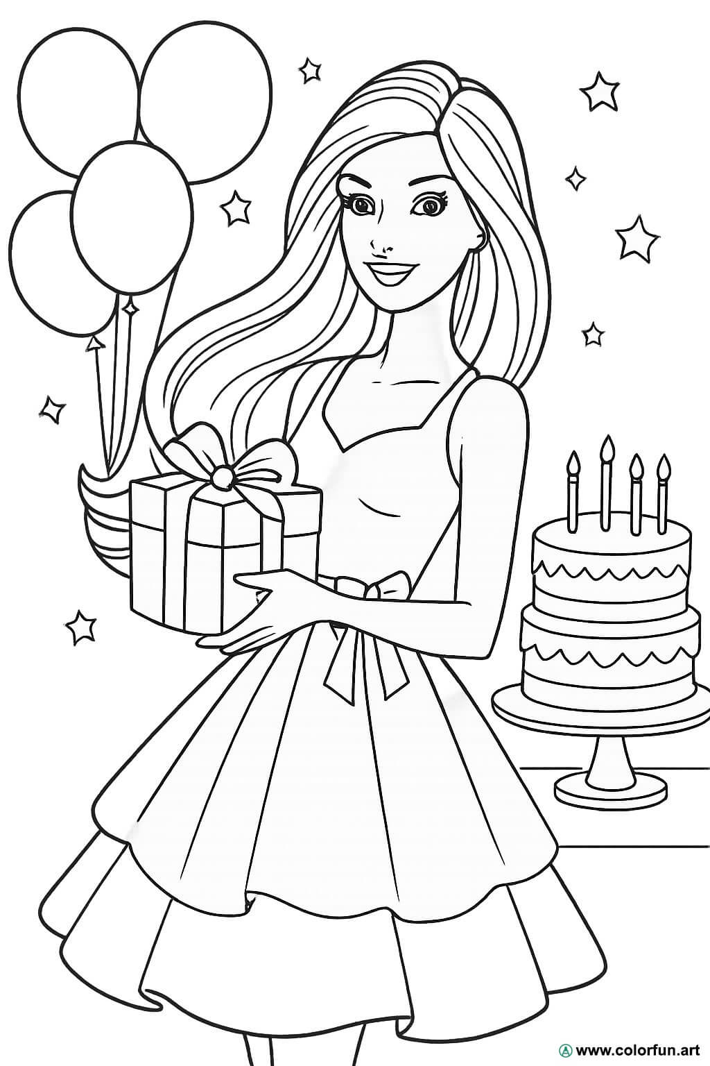 Barbie coloring page for a birthday party Download or Print for free