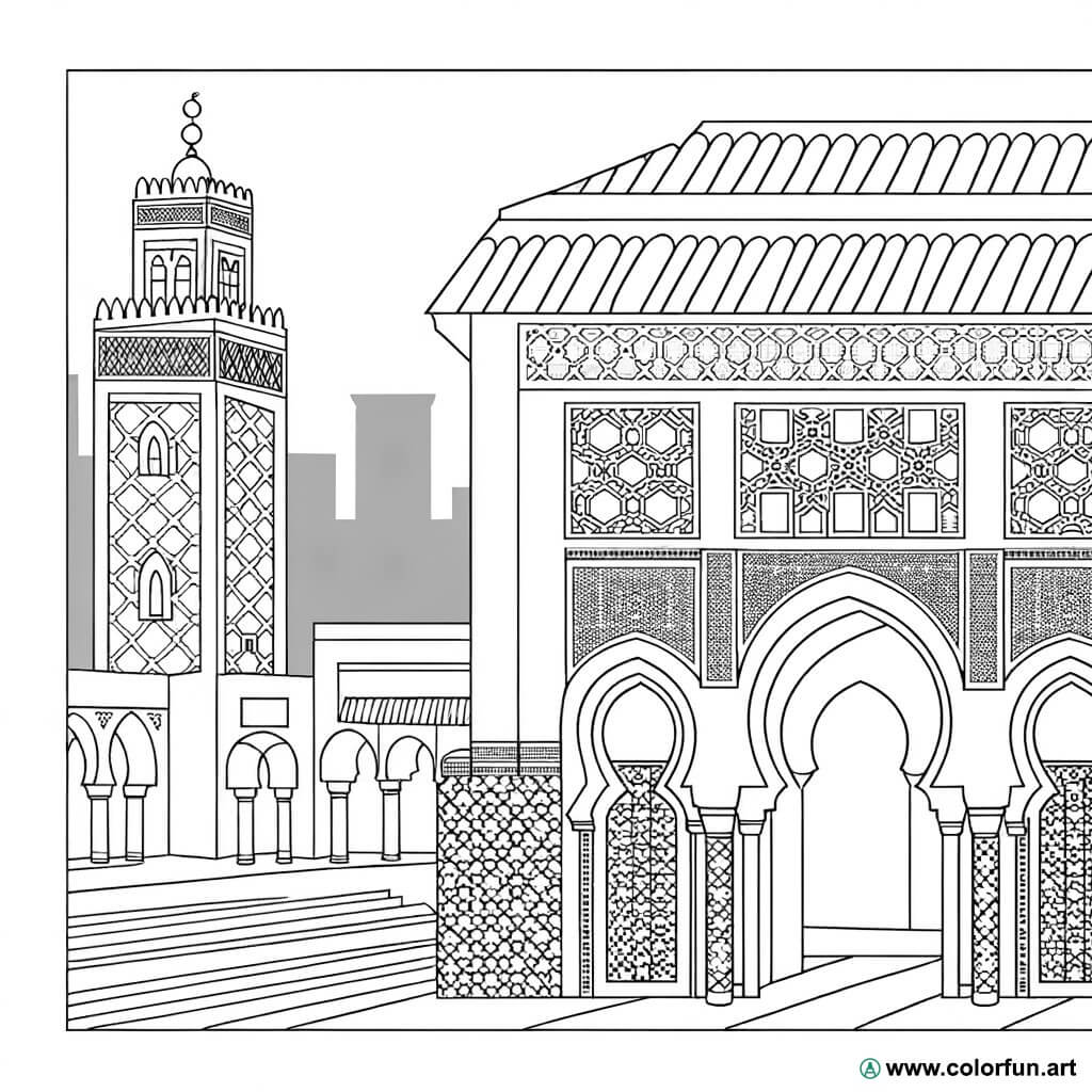 Moroccan architecture coloring page Download or Print for free