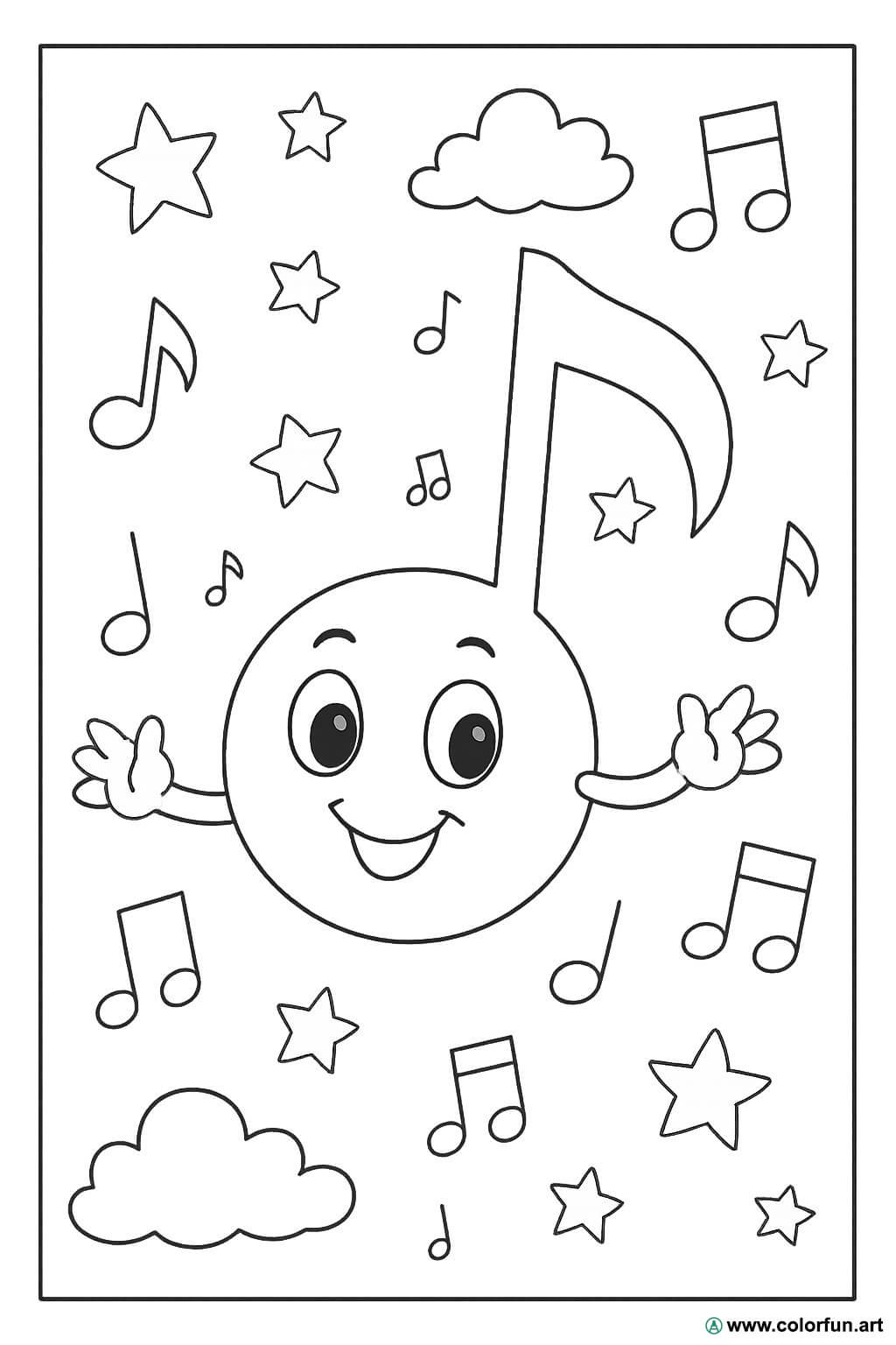 Thematic music note coloring page Download or Print for free