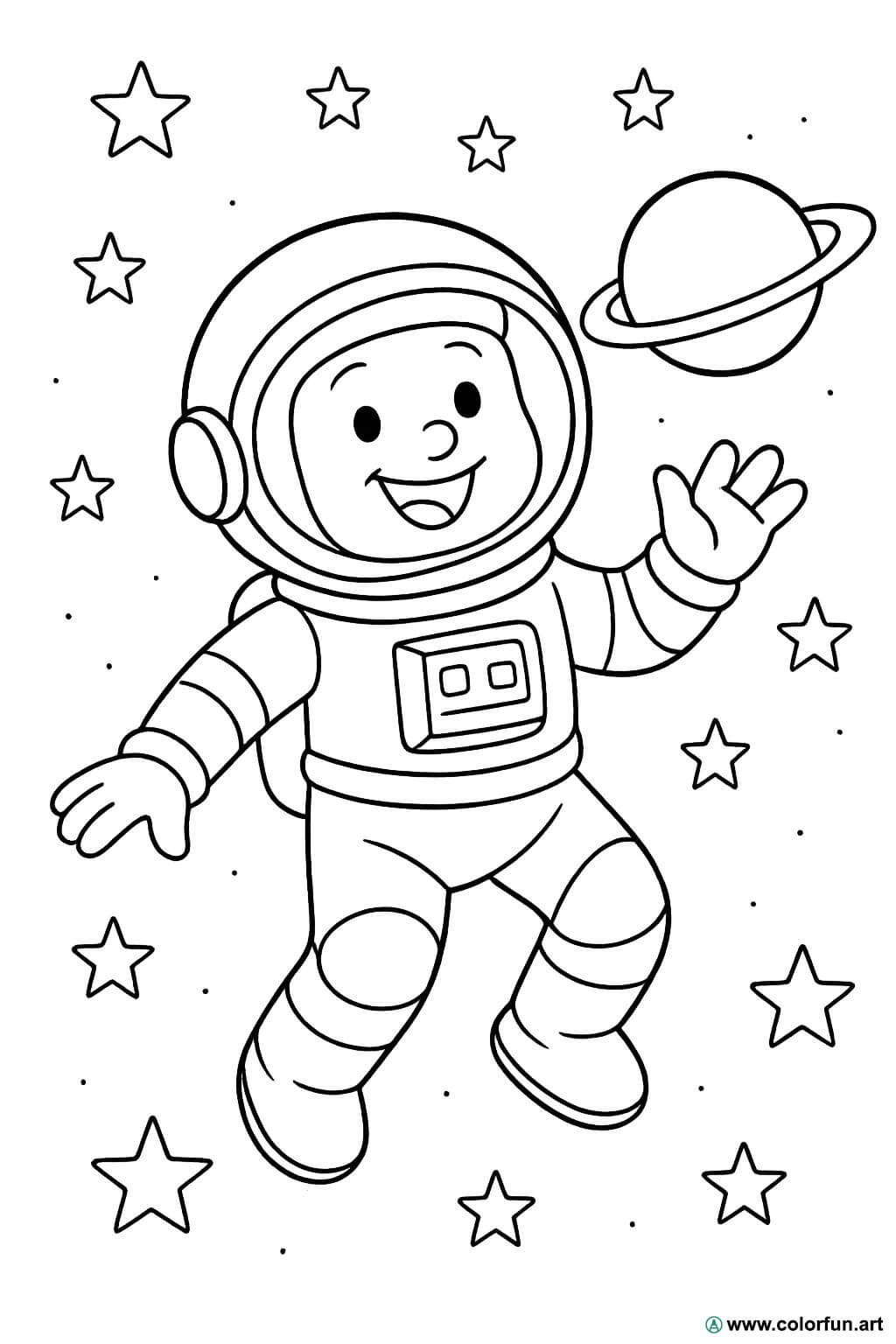 Coloring page of an astronaut with a helmet Download or Print for free
