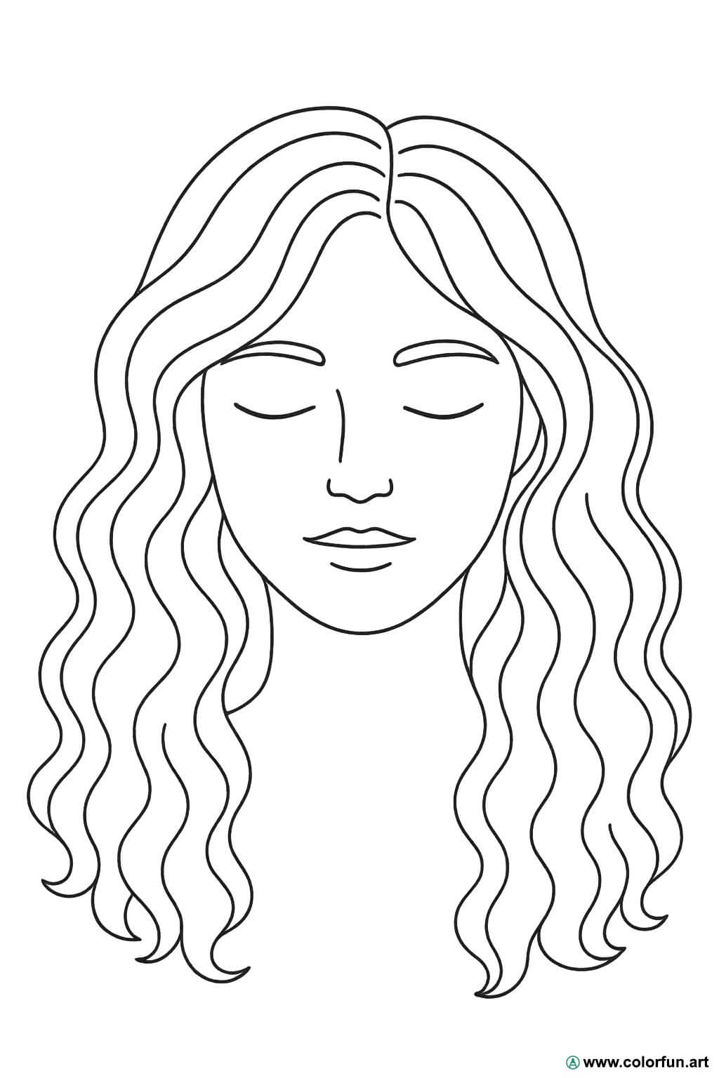 Coloriage de visage de femme aux yeux fermés à Télécharger ou à ...