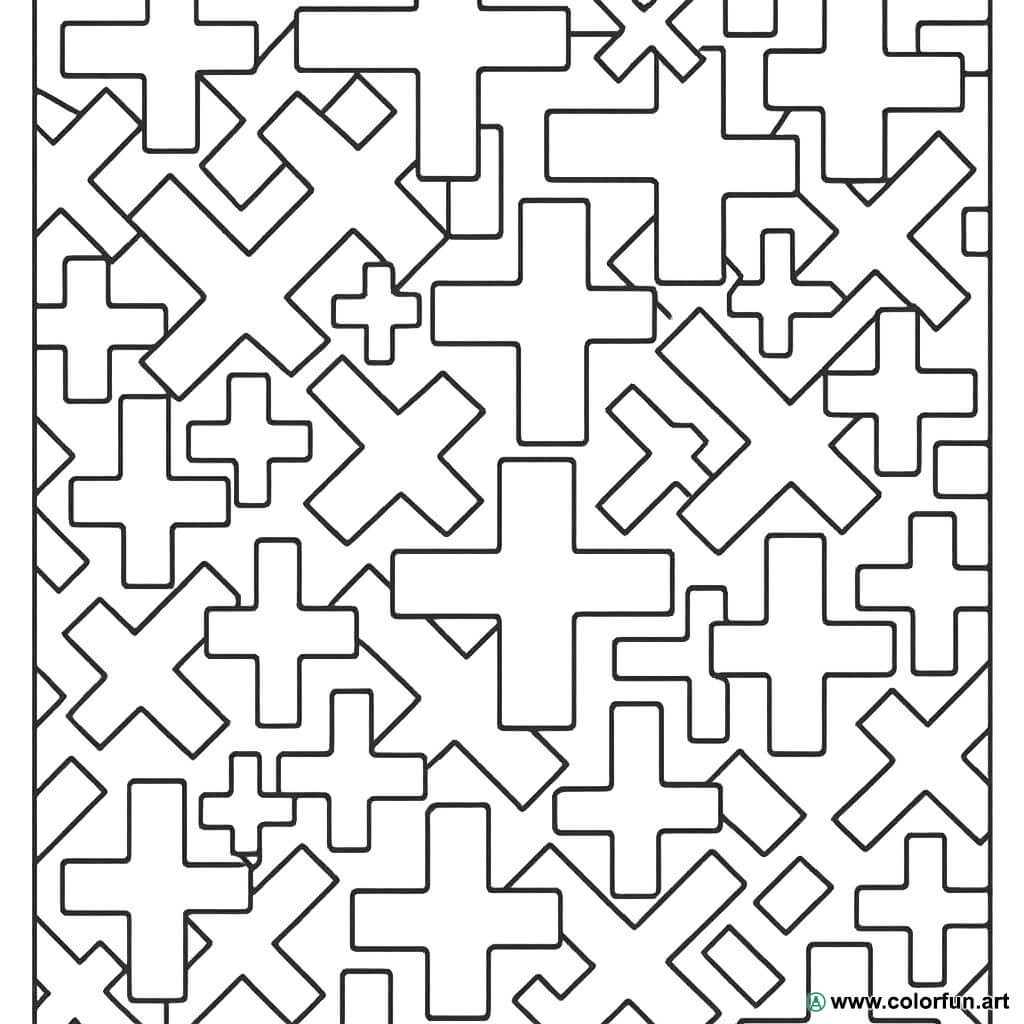 Planșă de colorat cu cruci abstracte Descărcați sau tipăriți gratuit