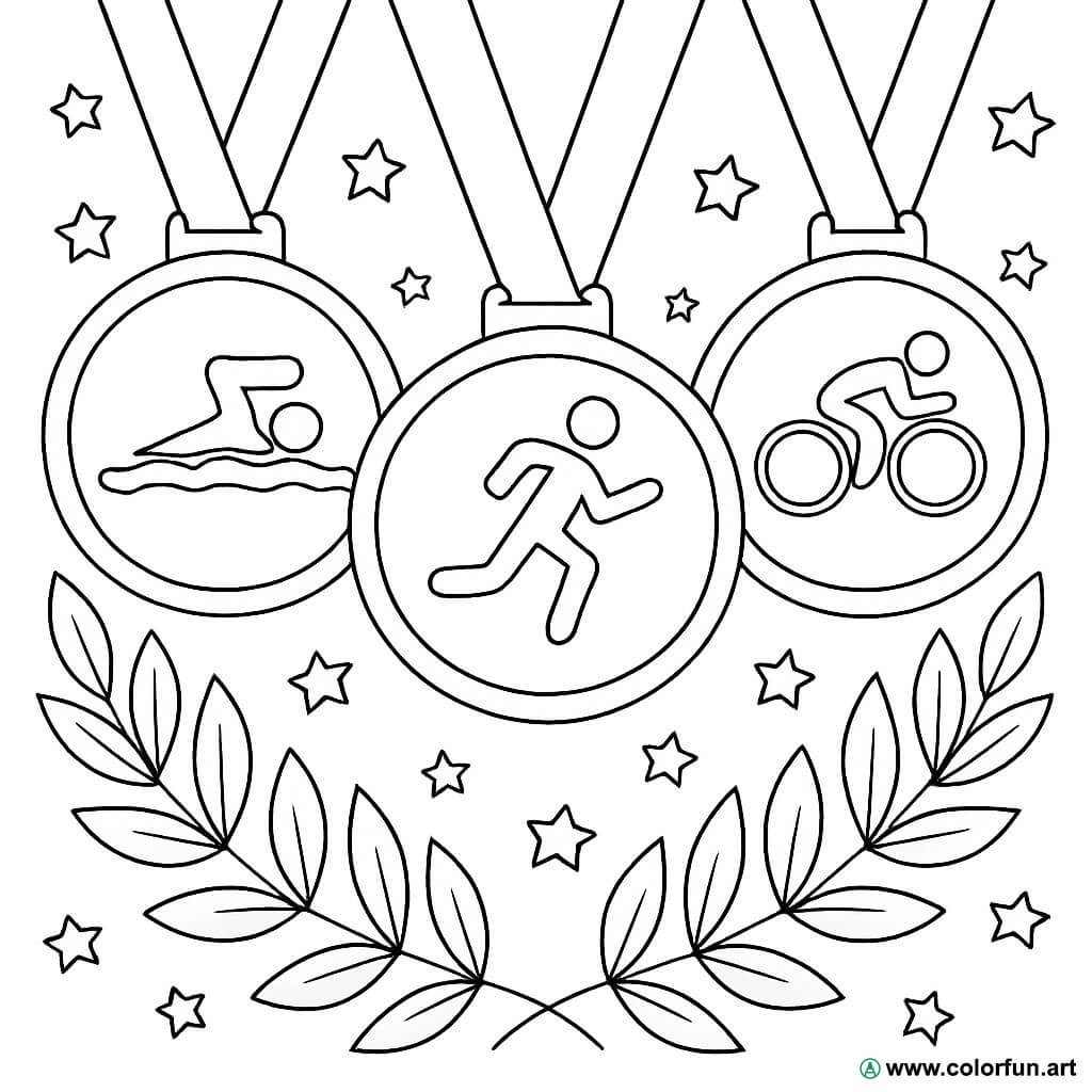 Coloring page of the Olympic medals Download or Print for free