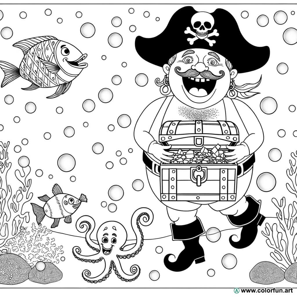 Coloriage de pirate sous-marin à Télécharger ou à Imprimer gratuitement