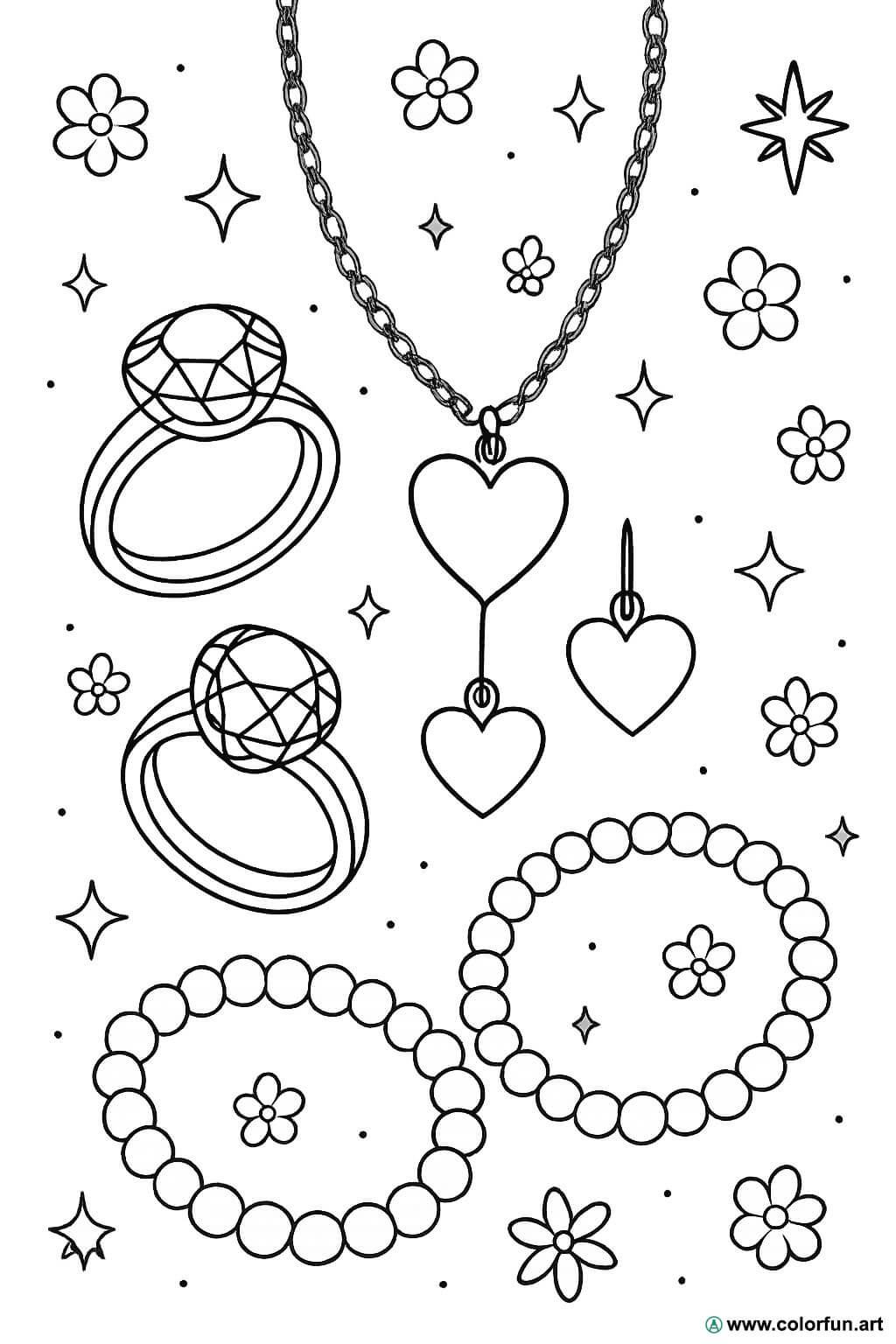 Jewelry and bead coloring page Download or Print for free