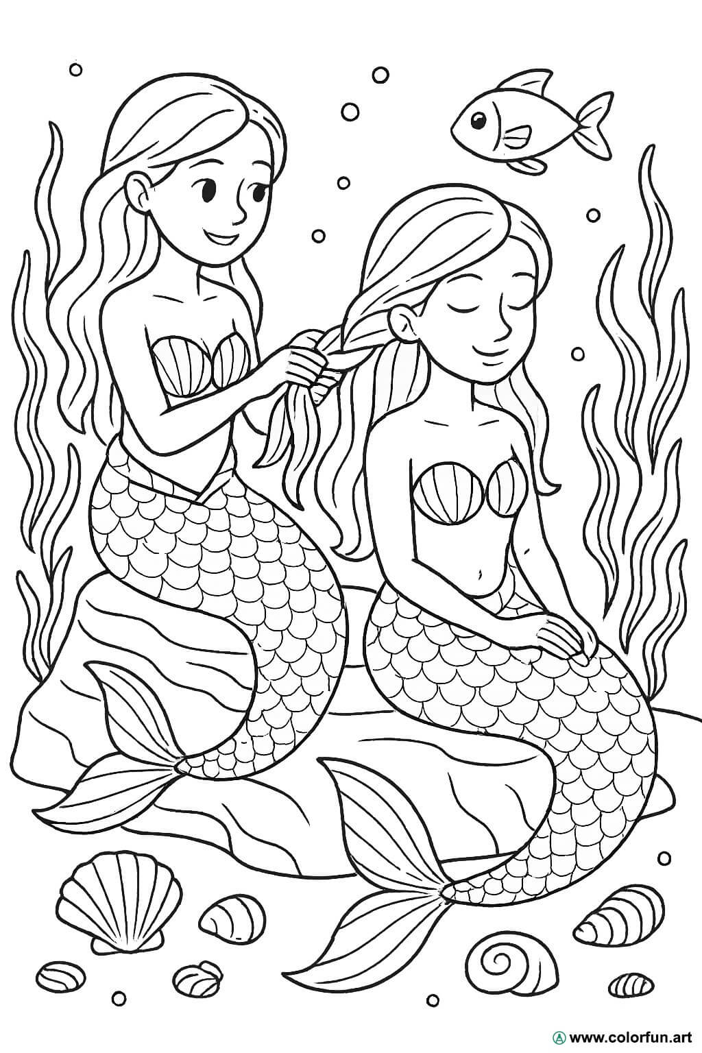 Dibujo para colorear de peinados de sirenas Descargar o Imprimir de ...