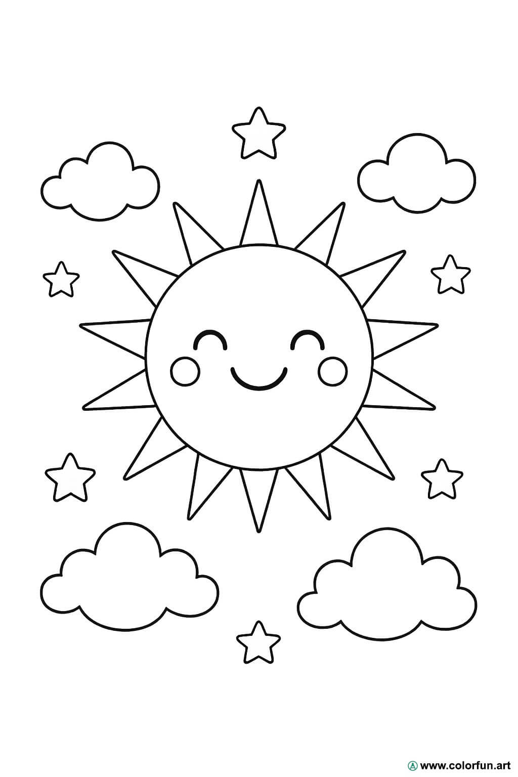 Sun coloring page for baby Download or Print for free