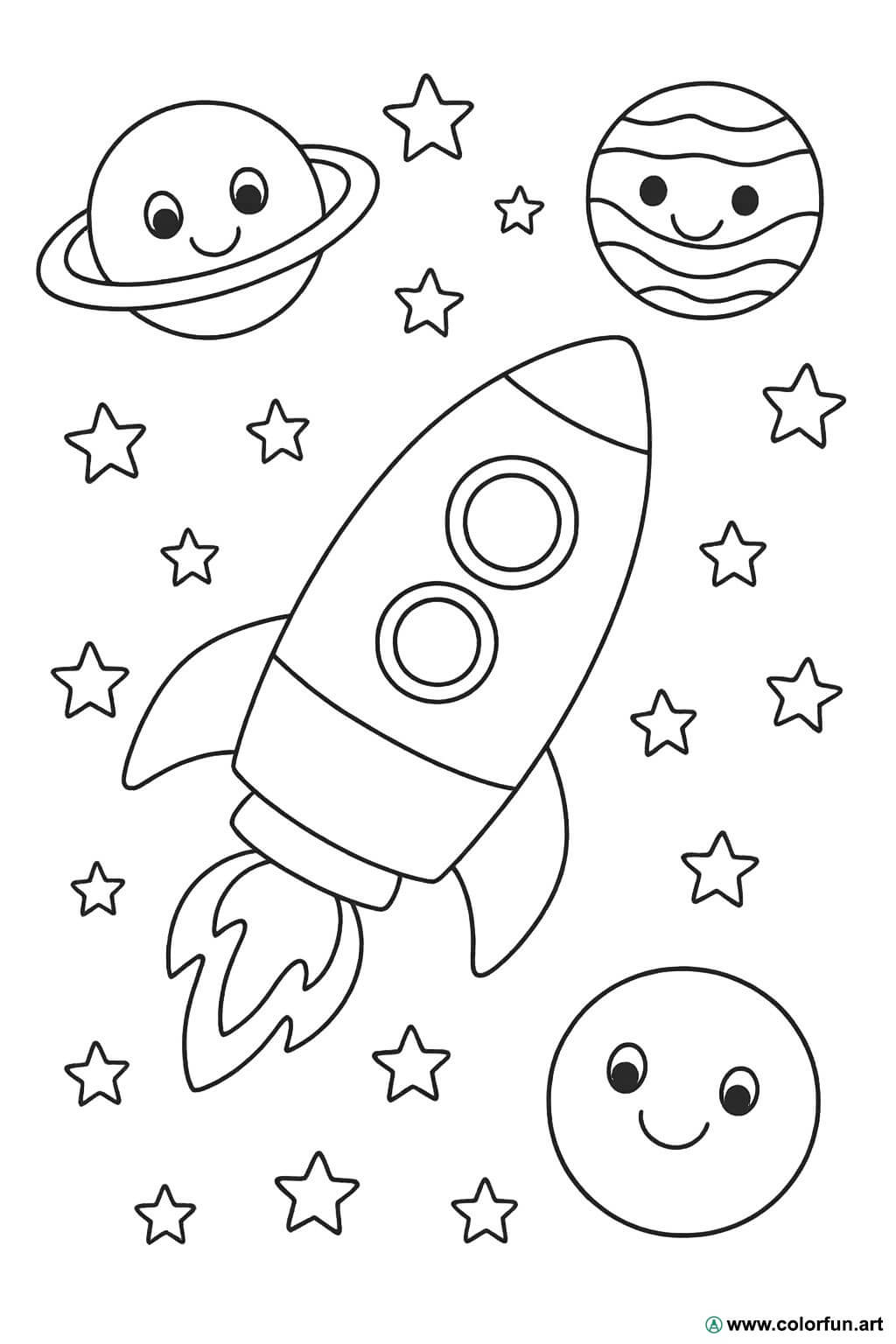 Coloriage de vaisseau spatial pour la maternelle à Télécharger ou à ...