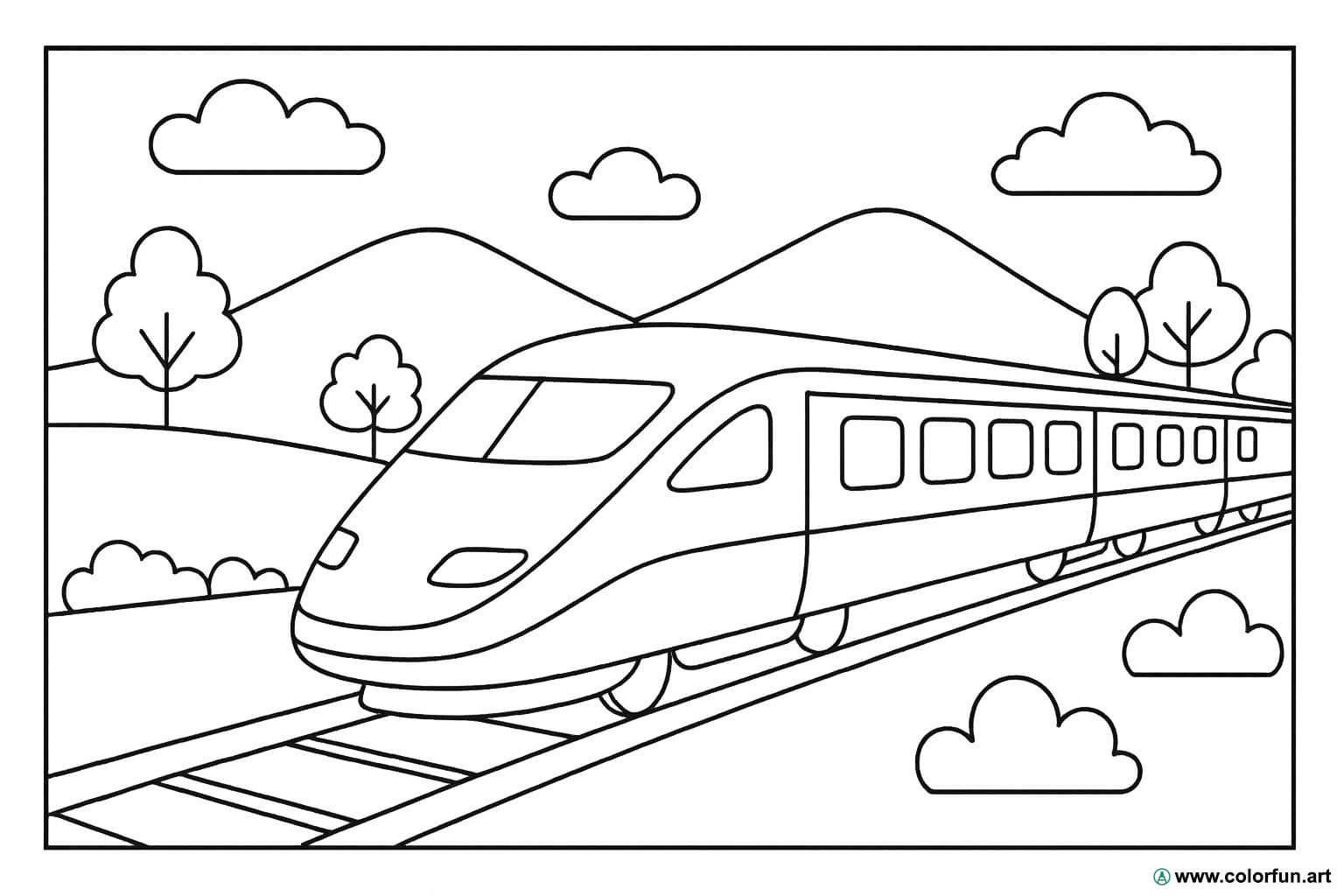 Coloriage facile du TGV à Télécharger ou à Imprimer gratuitement